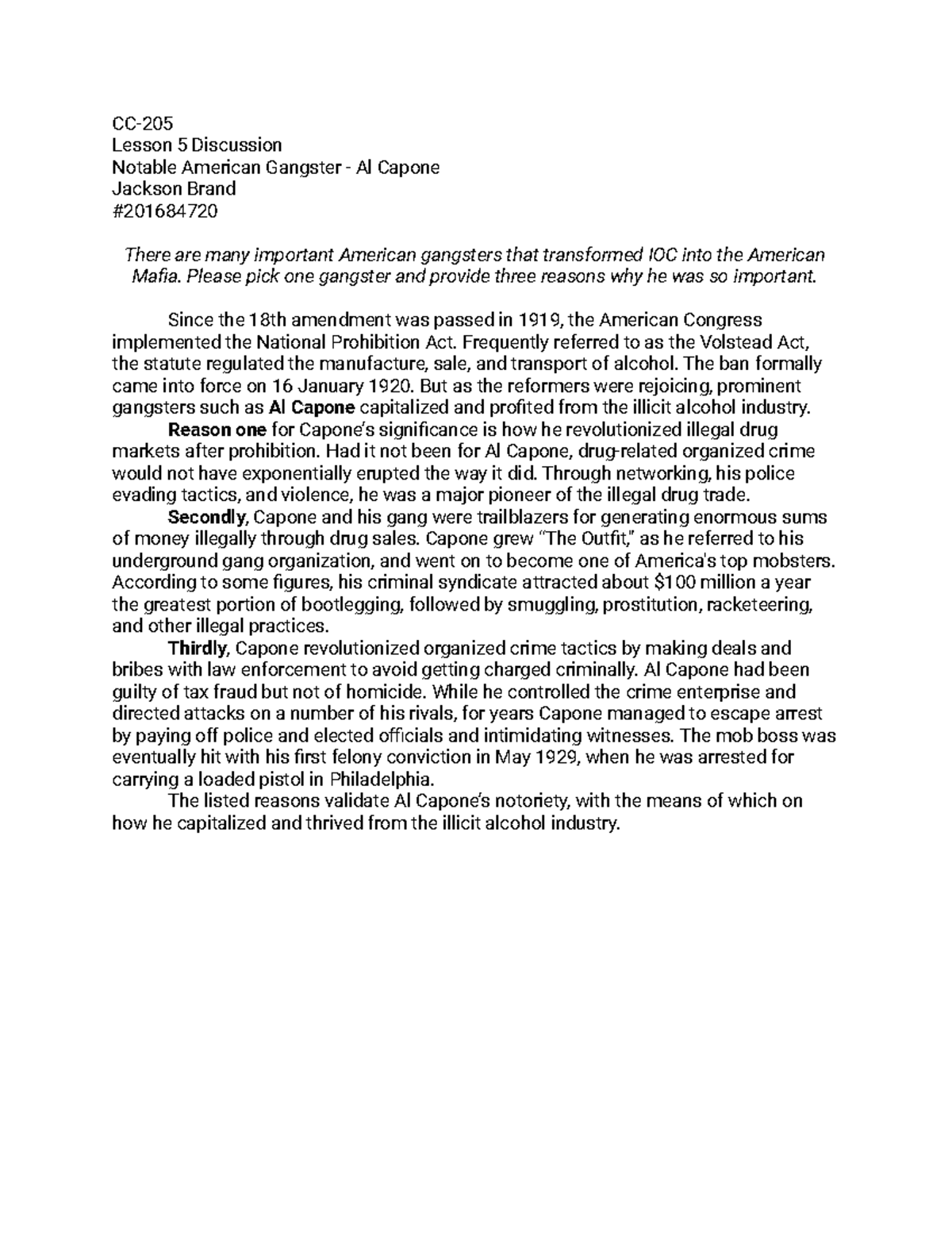 CC205 - Lesson 5 Discussion - CC- Lesson 5 Discussion Notable American ...