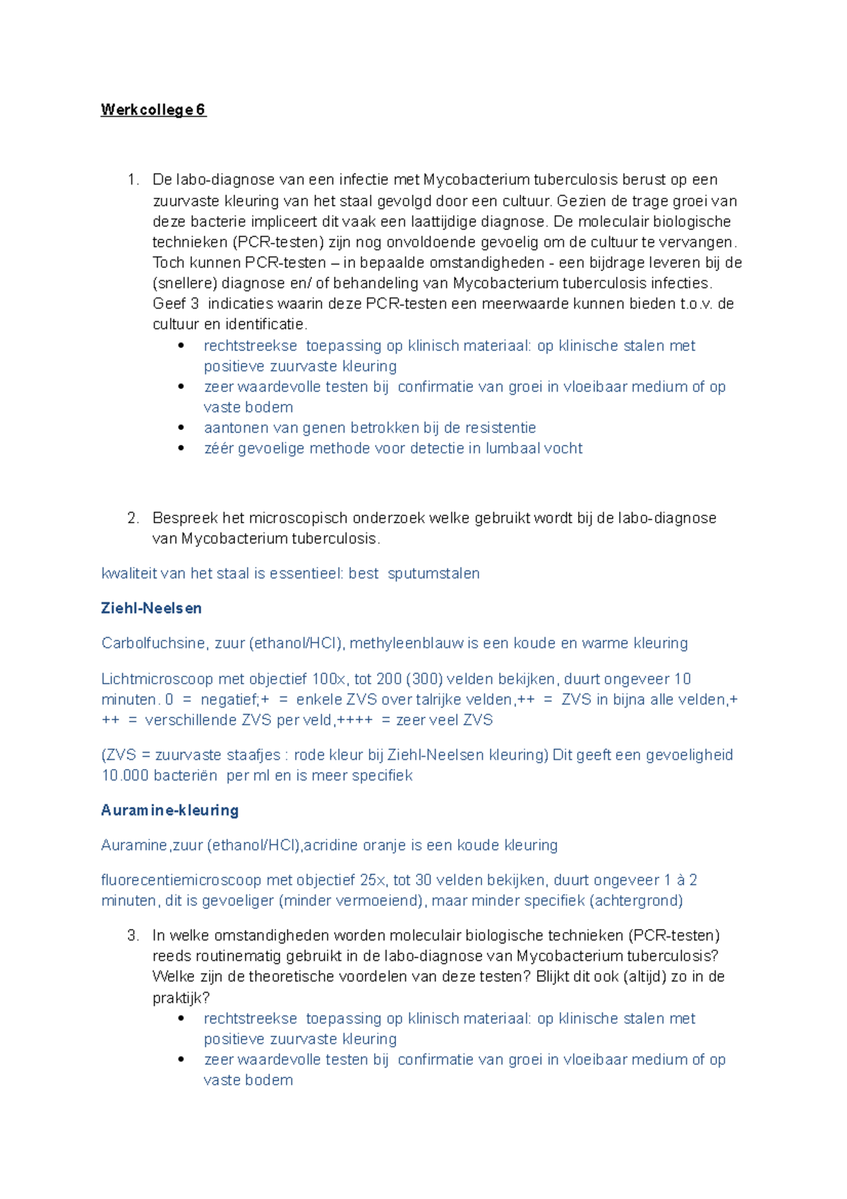 Verbeter Werkcollege 6 - Werkcollege 6 De labo-diagnose van een ...
