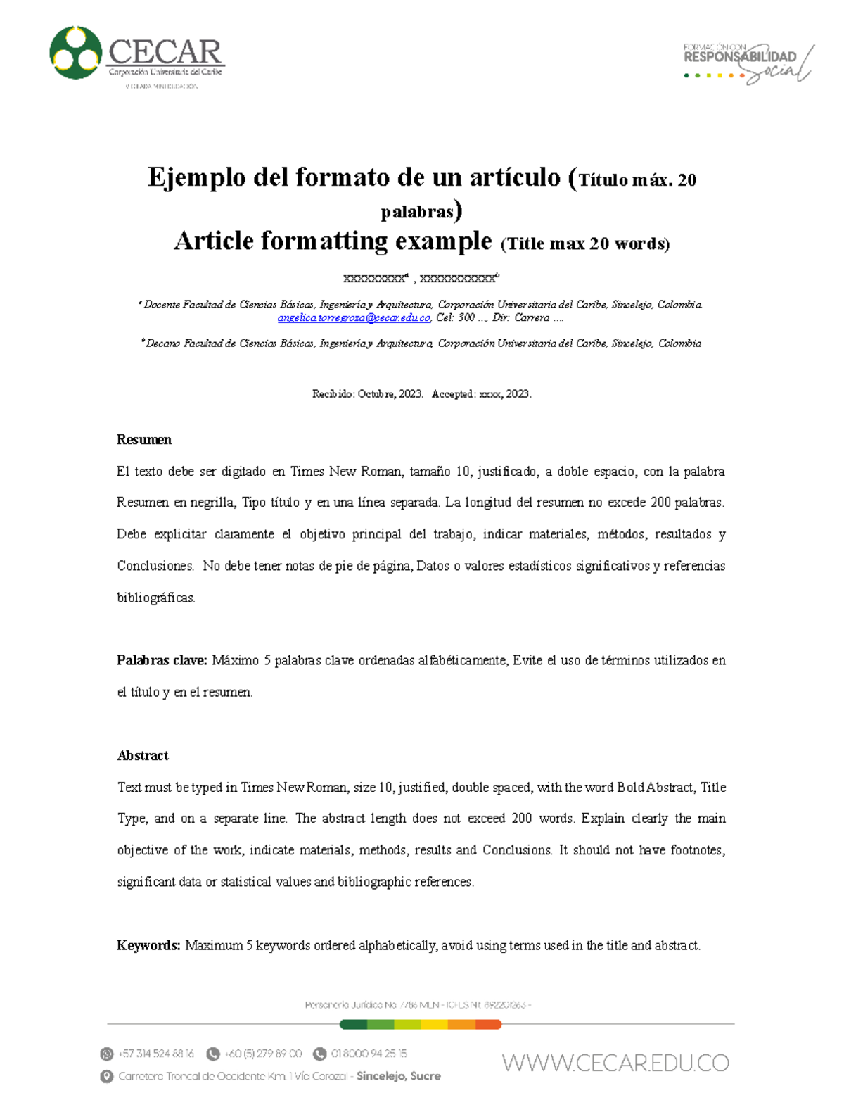 Anexo 1. Formato de Artículo - Ejemplo del formato de un artículo ...