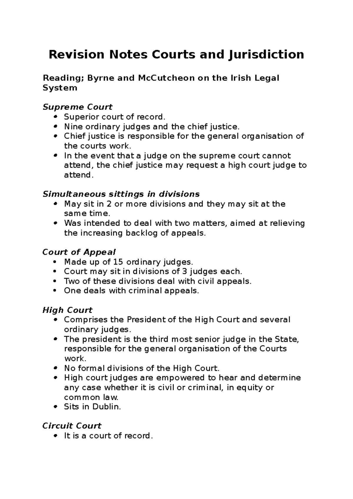 Introduction to the Irish Legal System - Domestic sources and ...