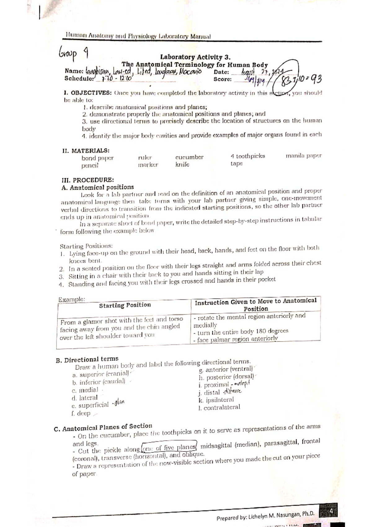 Activity 3 - notes - Human Anatomy and Physiology Laboratory Manual ...