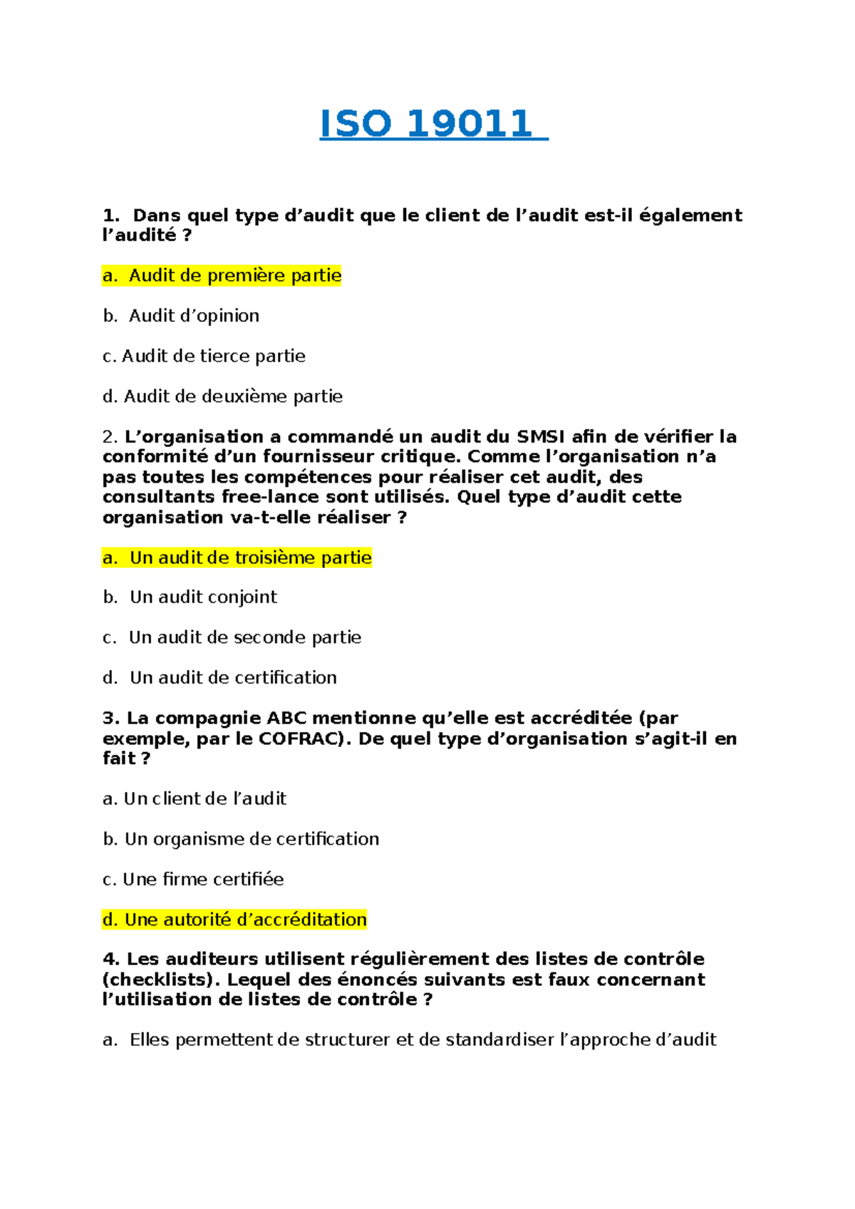 ISO 19011 - yes thanks - ISO 19011 Dans quel type d’audit que le client ...