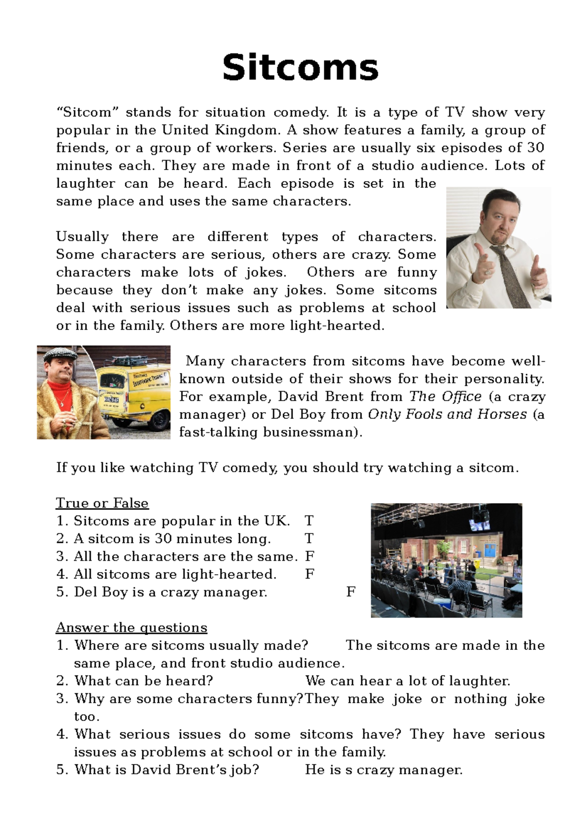 A6 Reading - Guia - “Sitcom” stands for situation comedy. It is a type ...