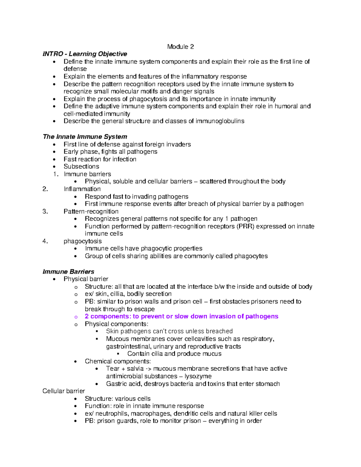 MICR270 Module 2 Notes - Module 2 INTRO - Learning Objective • Define ...