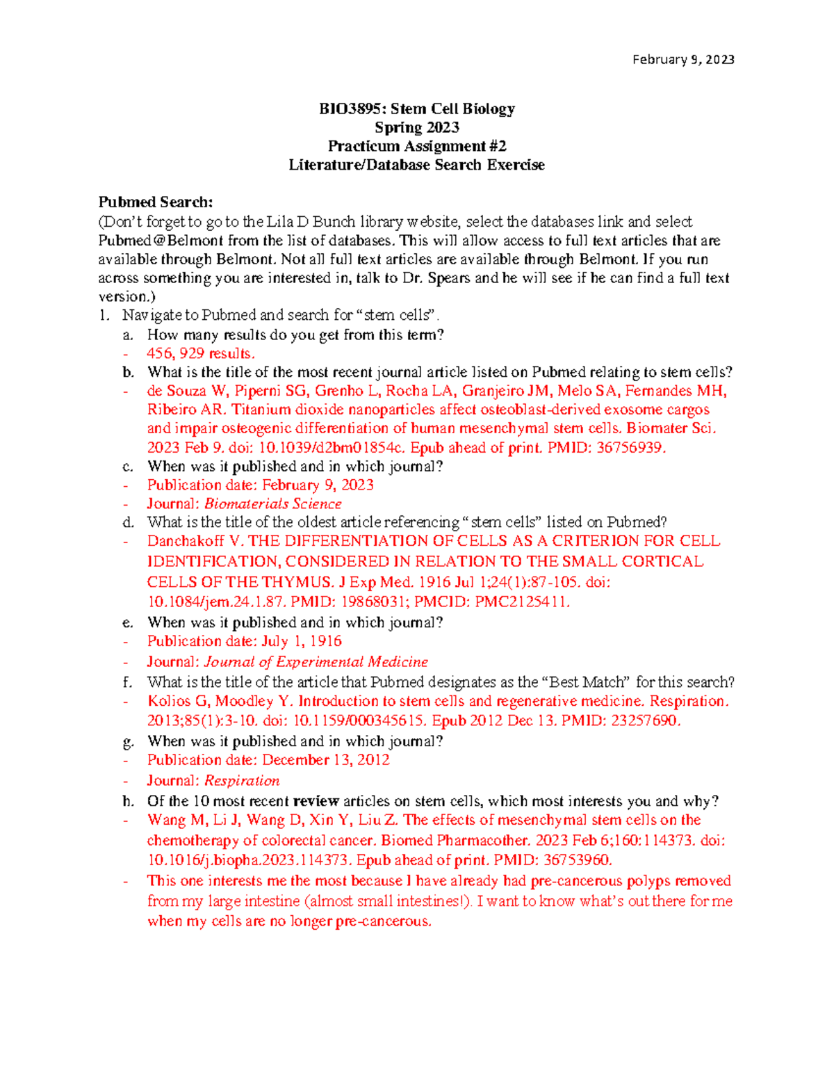 Practicum Assignment 2 - BIO3895: Stem Cell Biology Spring 2023 ...