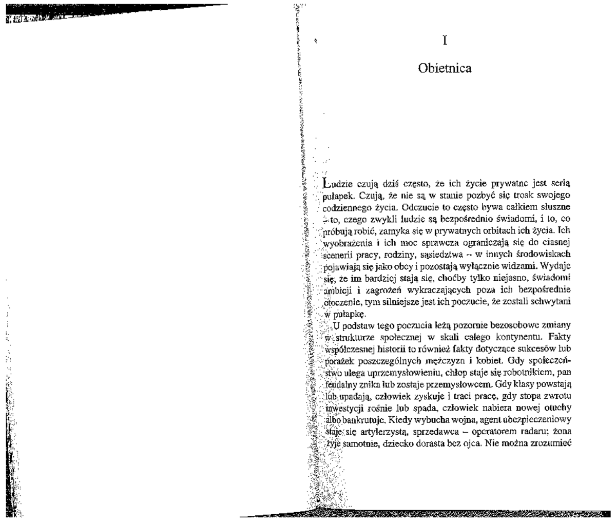Wyobraźnia Socjologiczna C. Wright Mills Roz. 1 Obietnica - Socjologia ...