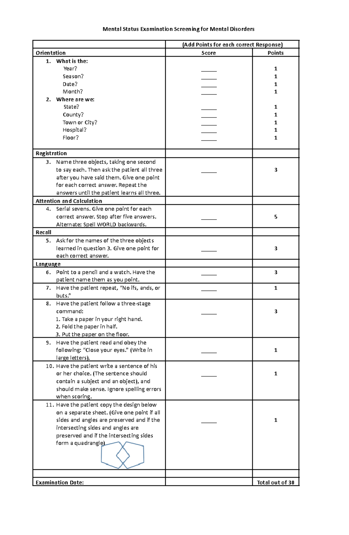 Copy of MSE- template - …….. - Mental Status Examination Screening for ...