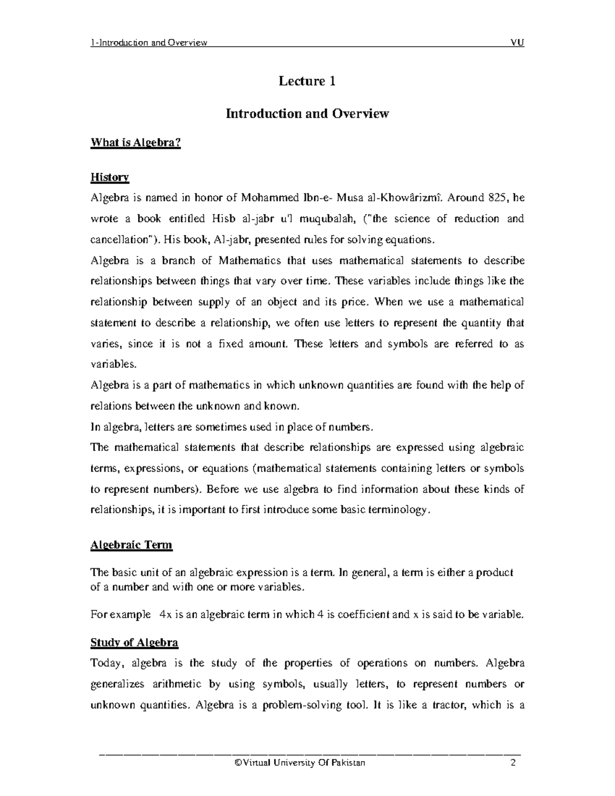 Lecture 01 - I need solution file for better understanding. - - Studocu