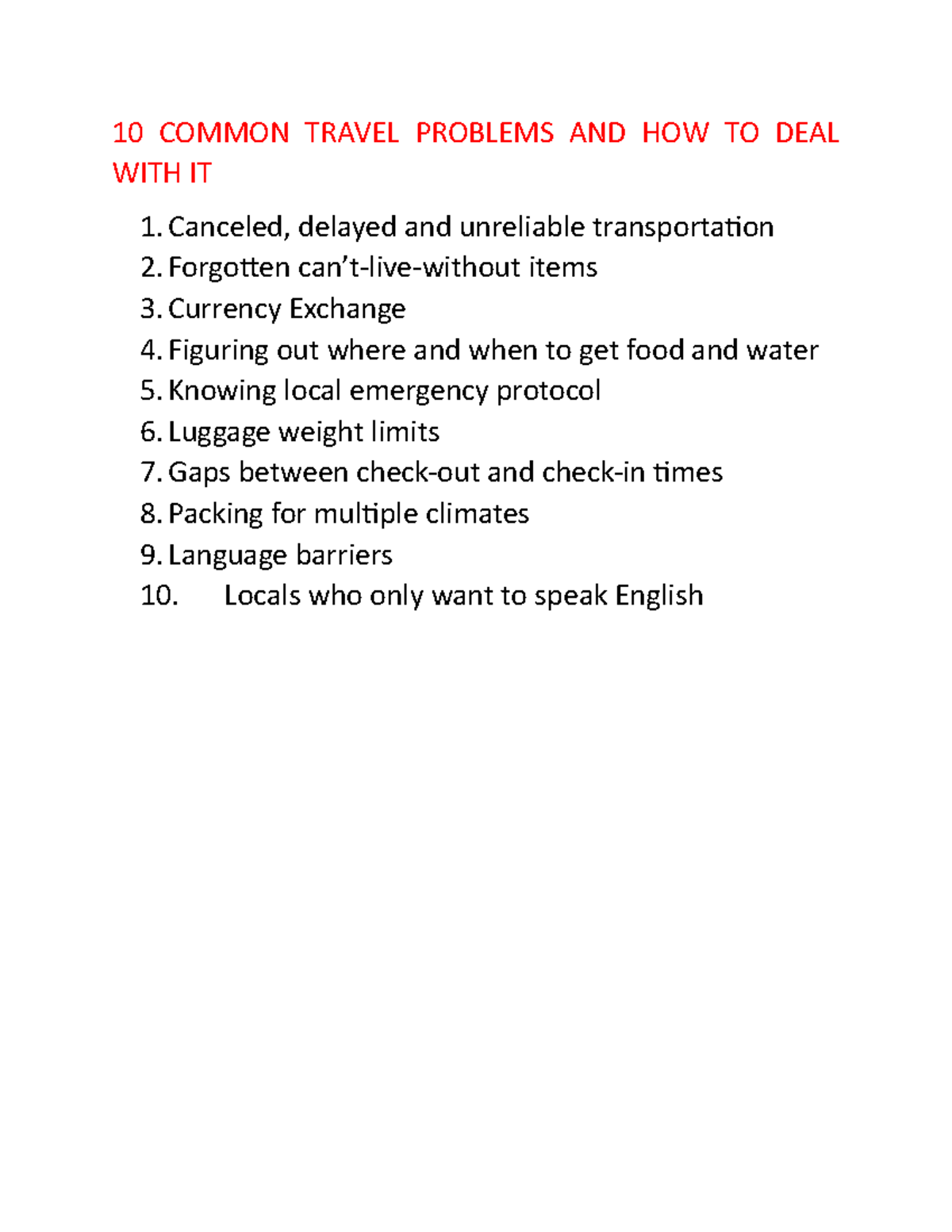 10 Common Travel Problems AND HOW TO DEAL WITH IT - Hospitality ...