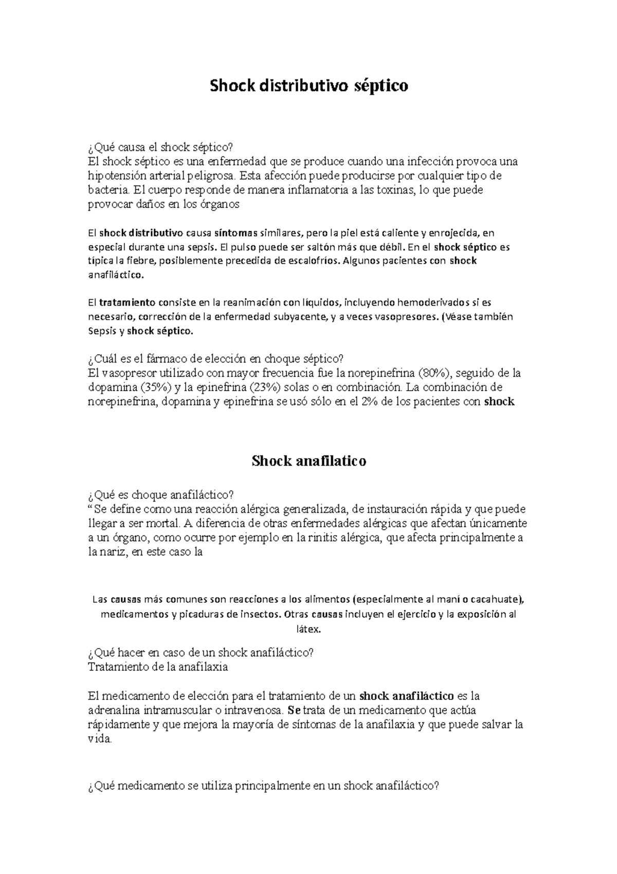 Shock distributivo 2 - Esta afección puede producirse por cualquier ...