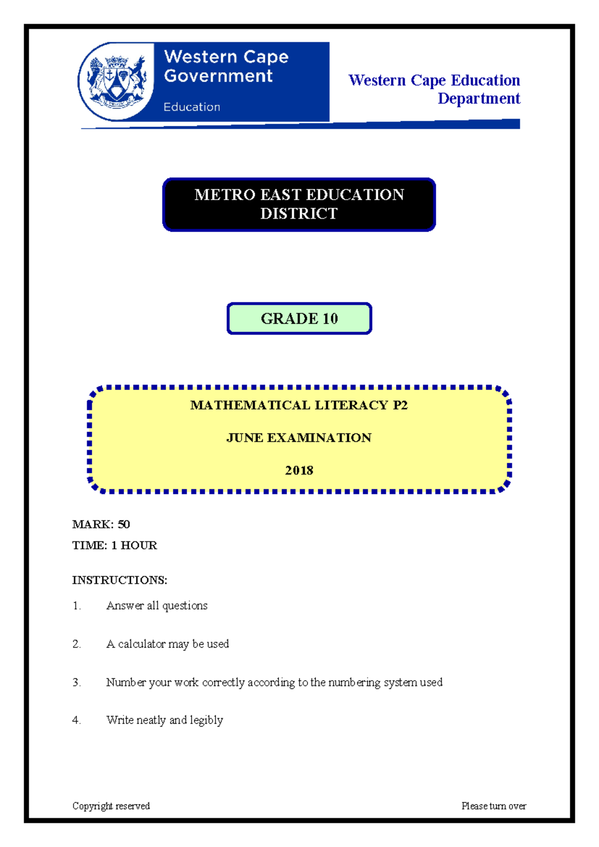 Gr 10 Maths Lit P2 June 2018 Metro East Educ - Western Cape Education ...