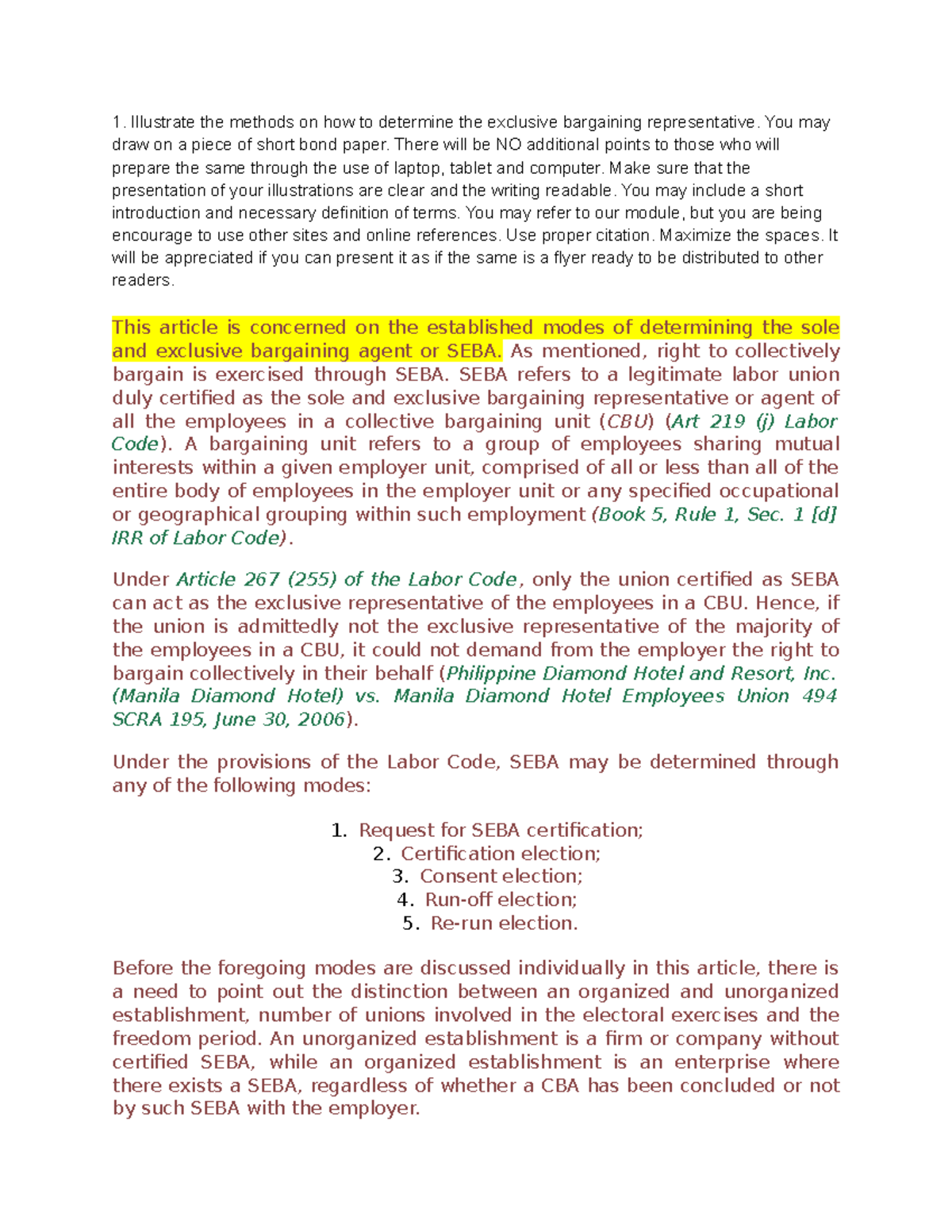 Labor relations and Negotiations finals lecture notes - Illustrate the ...