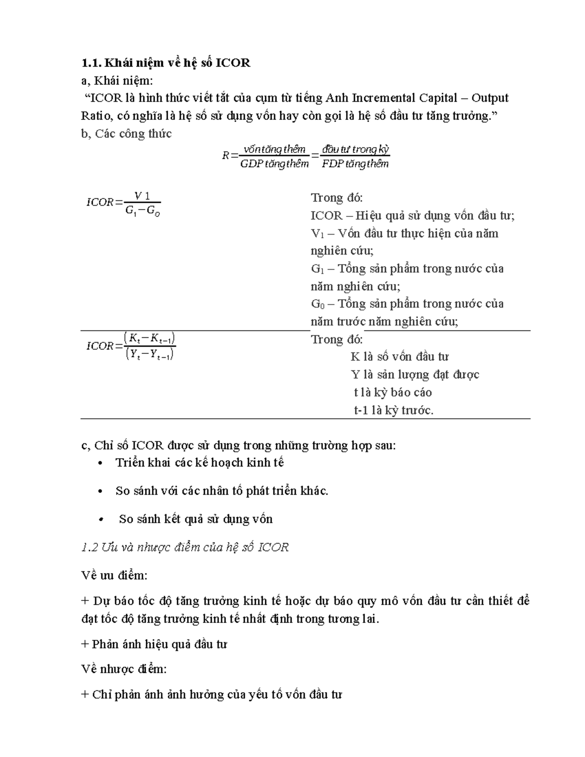 Chủ-đề-2 - chủ đề 2 - Khái niệm về hệ số ICOR a, Khái niệm: “ICOR là ...