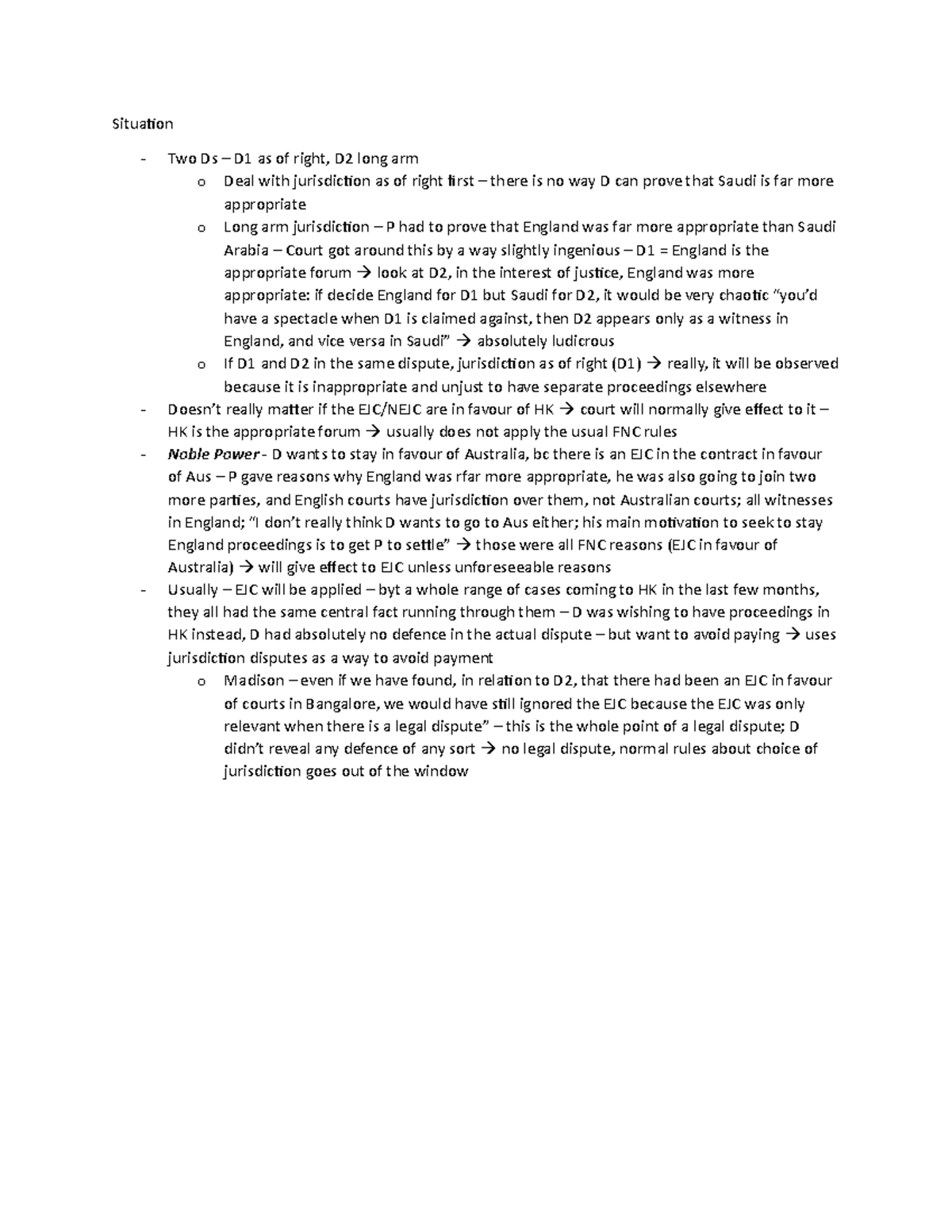 Revision Lecture Notes - Situation Two Ds – D1 as of right, D2 long arm ...