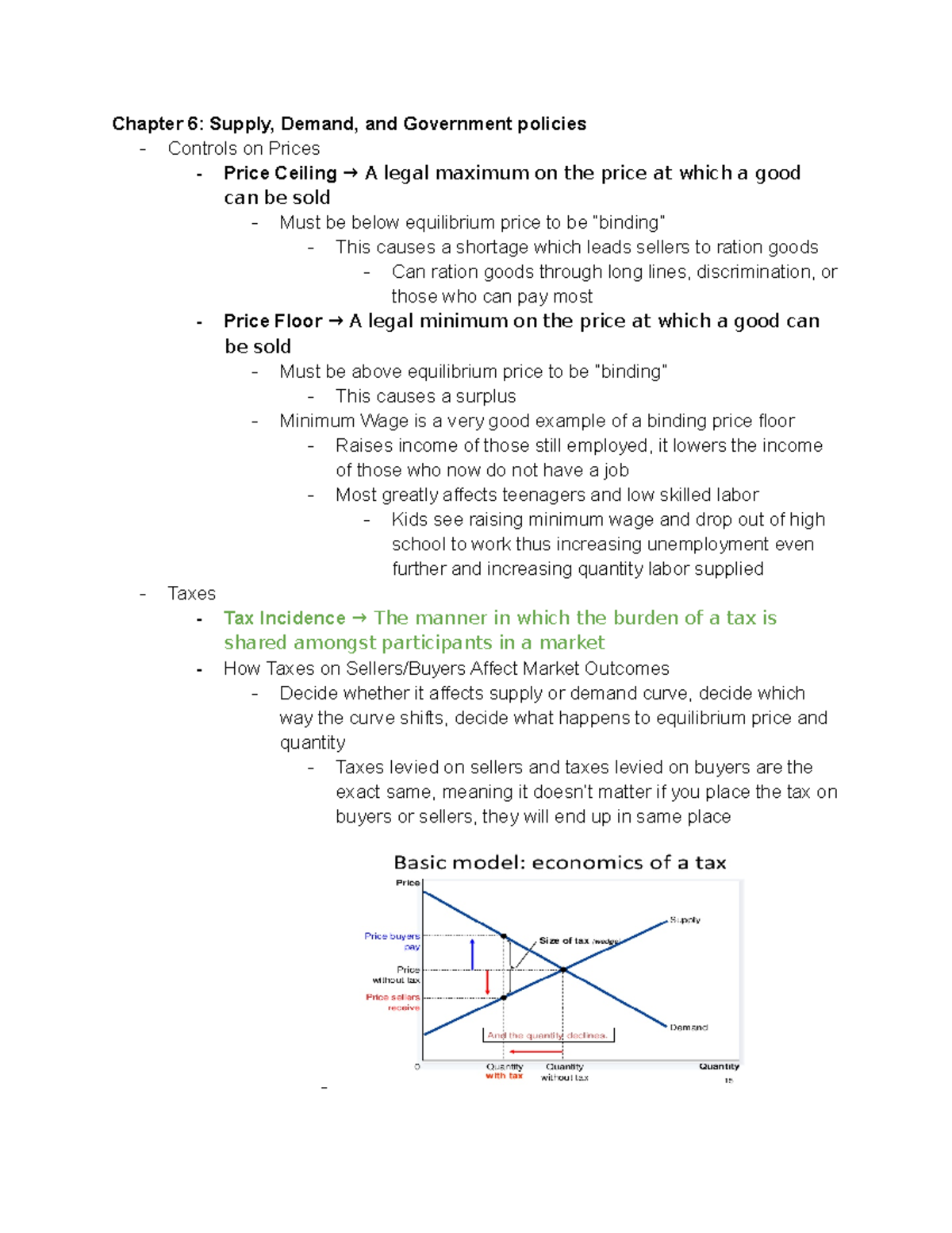 Principles of Economics Chap 6 and 8 - Chapter 6: Supply, Demand, and ...