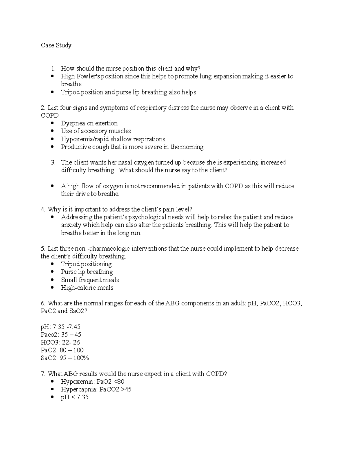 Preparation for NCLEX - Case Study 1. How should the nurse position ...