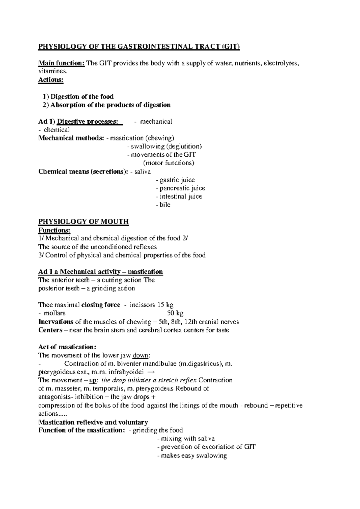 Physiology OF THE Gastrointestinal - PHYSIOLOGY OF THE GASTROINTESTINAL ...