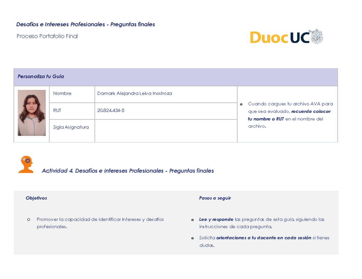 4. Desafíos e Intereses Profesionales APPF Final 20824434-5 - Desafíos ...