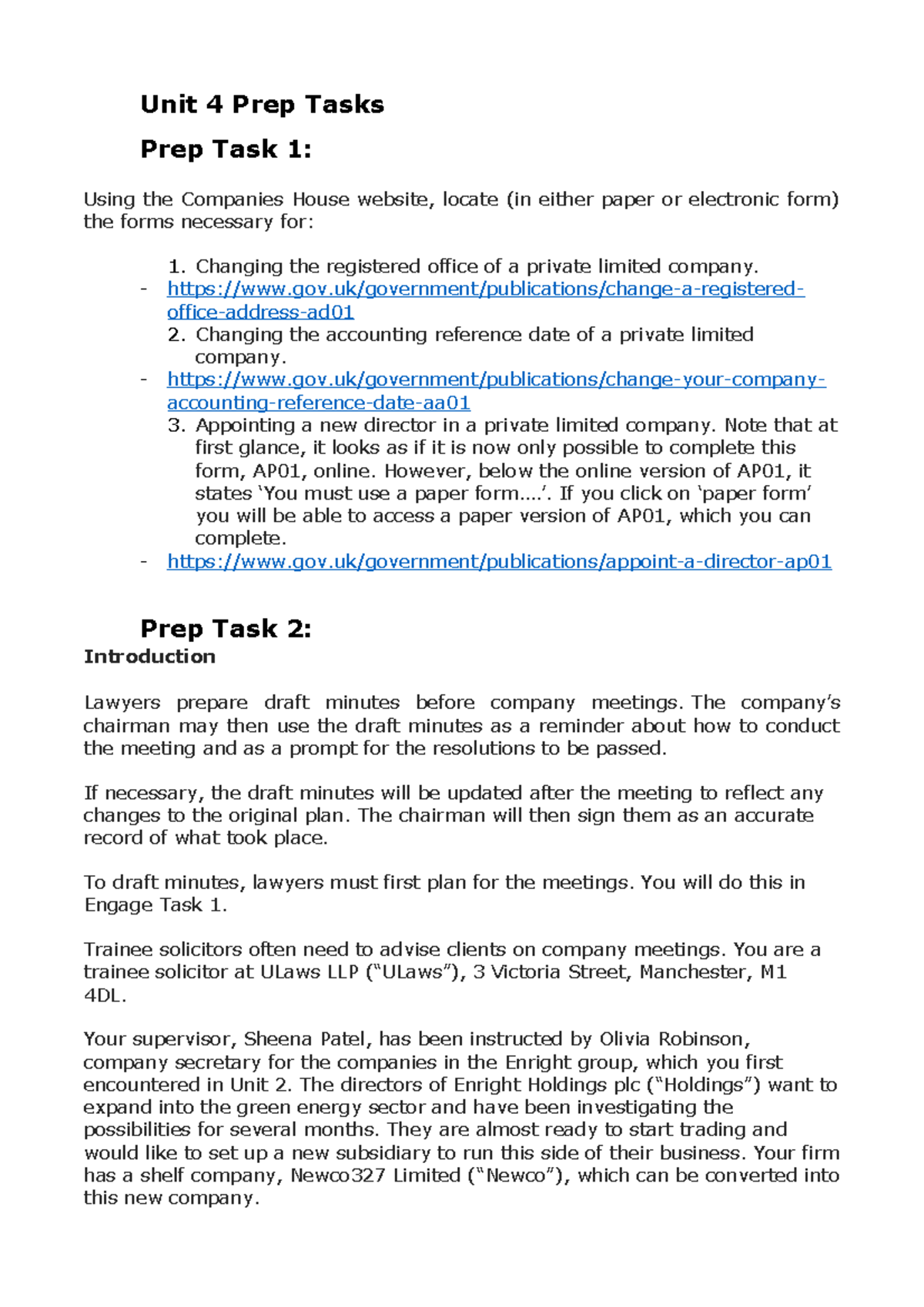 Unit 4 Prep Tasks - Links for forms such as changing address, directors. - Unit 4 Prep Tasks ...