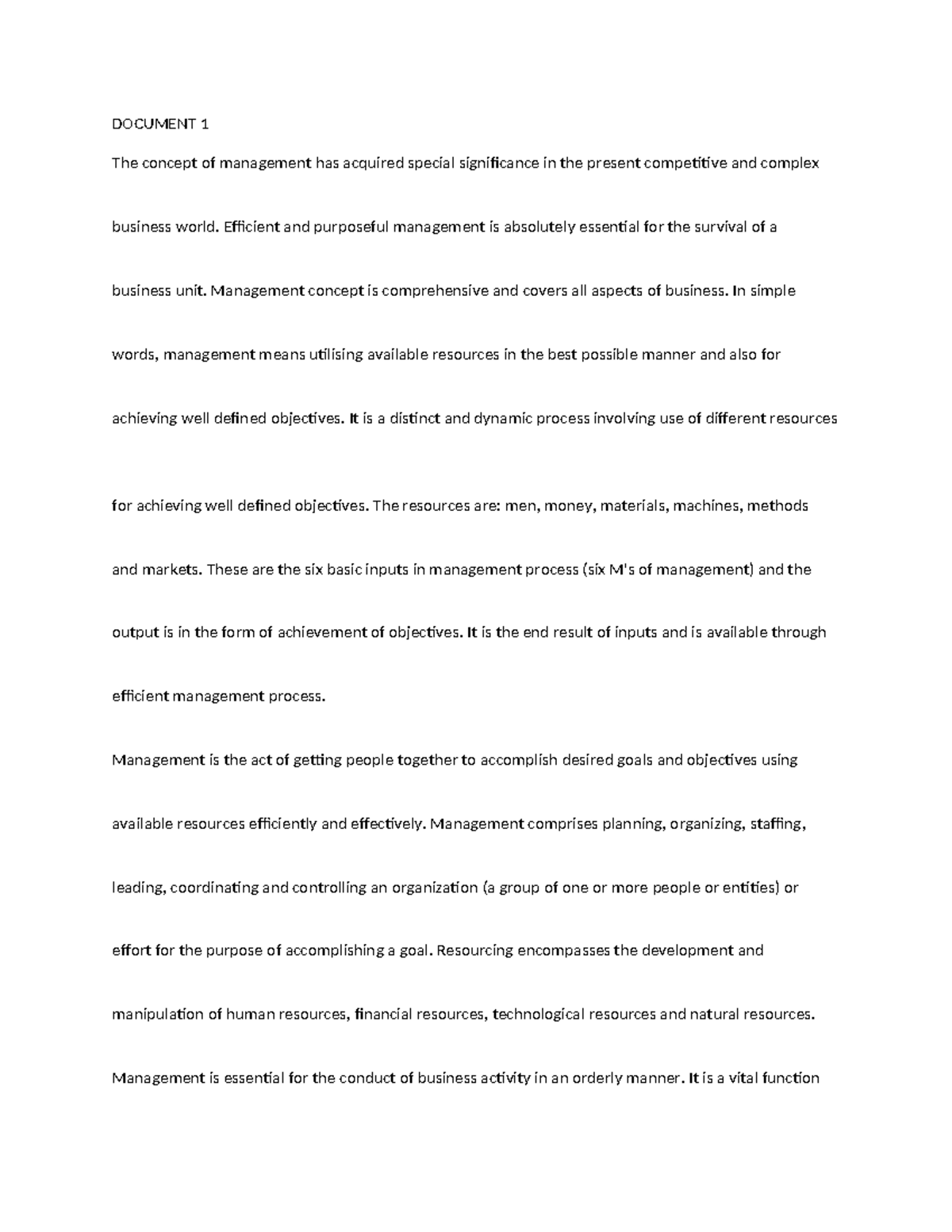 Document 1-WPS Office - Good - DOCUMENT 1 The concept of management has ...