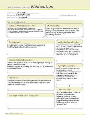 Medication blank drug 8 - ACTIVE LEARNING TEMPLATES Medication STUDENT ...
