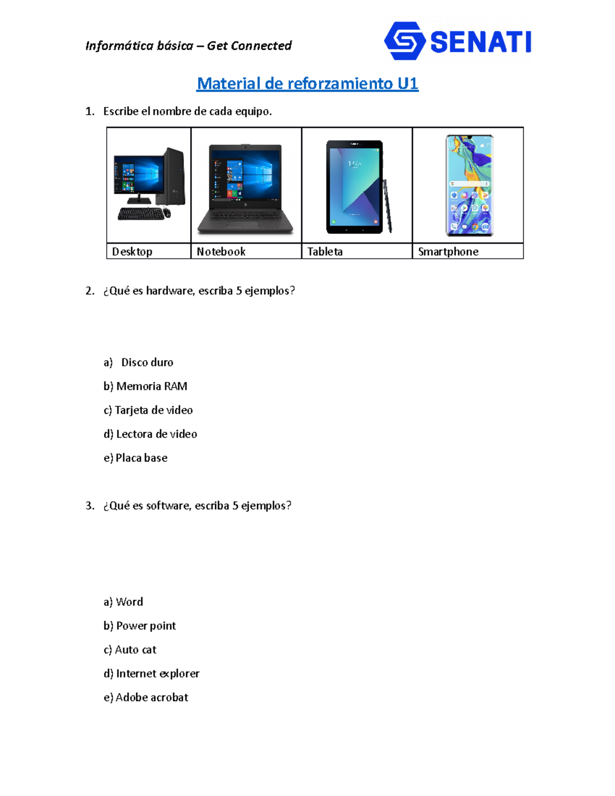 Actividad 01 - Informatica basica - Informática básica – Get Connected Material de reforzamiento ...