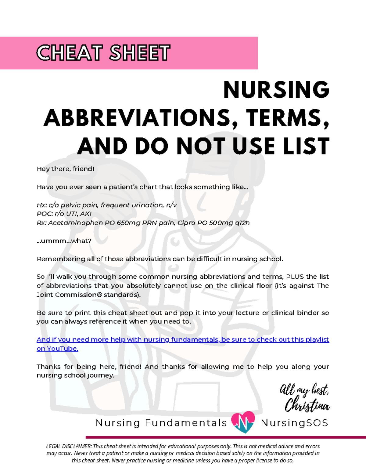 Cheat Sheet - Nursing Abbreviations, Terms, and Do Not Use List - Hey ...