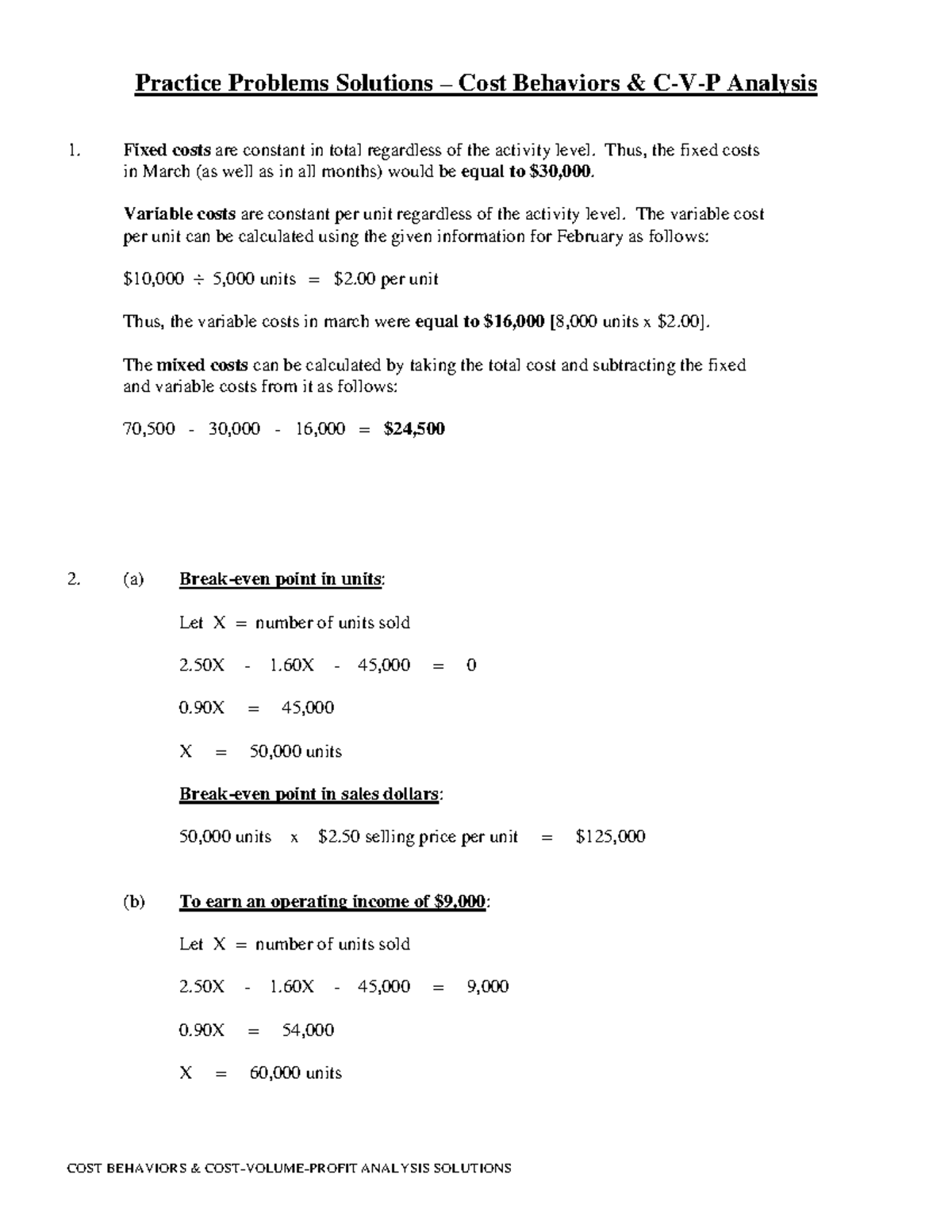 1cost behaviors (1) - Practice Problems Solutions – Cost Behaviors & C ...