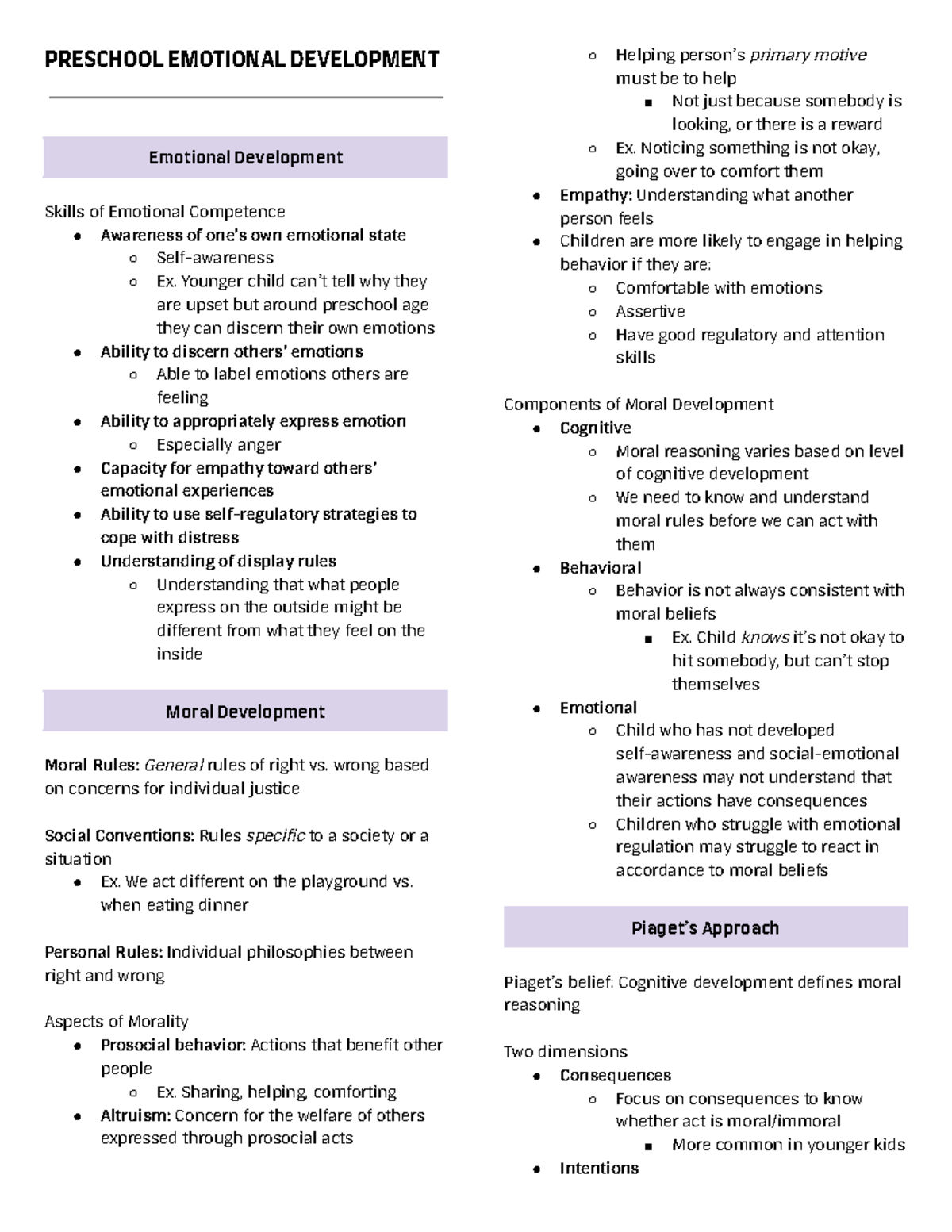 CLDP 3310 Notes 12 - Preschool Emotional Development - PRESCHOOL ...
