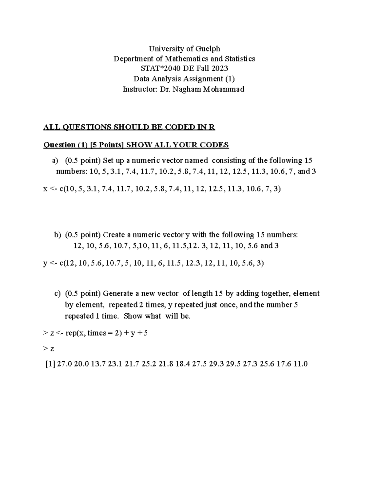 Stats Data Analysis 1 - University of Guelph Department of Mathematics ...