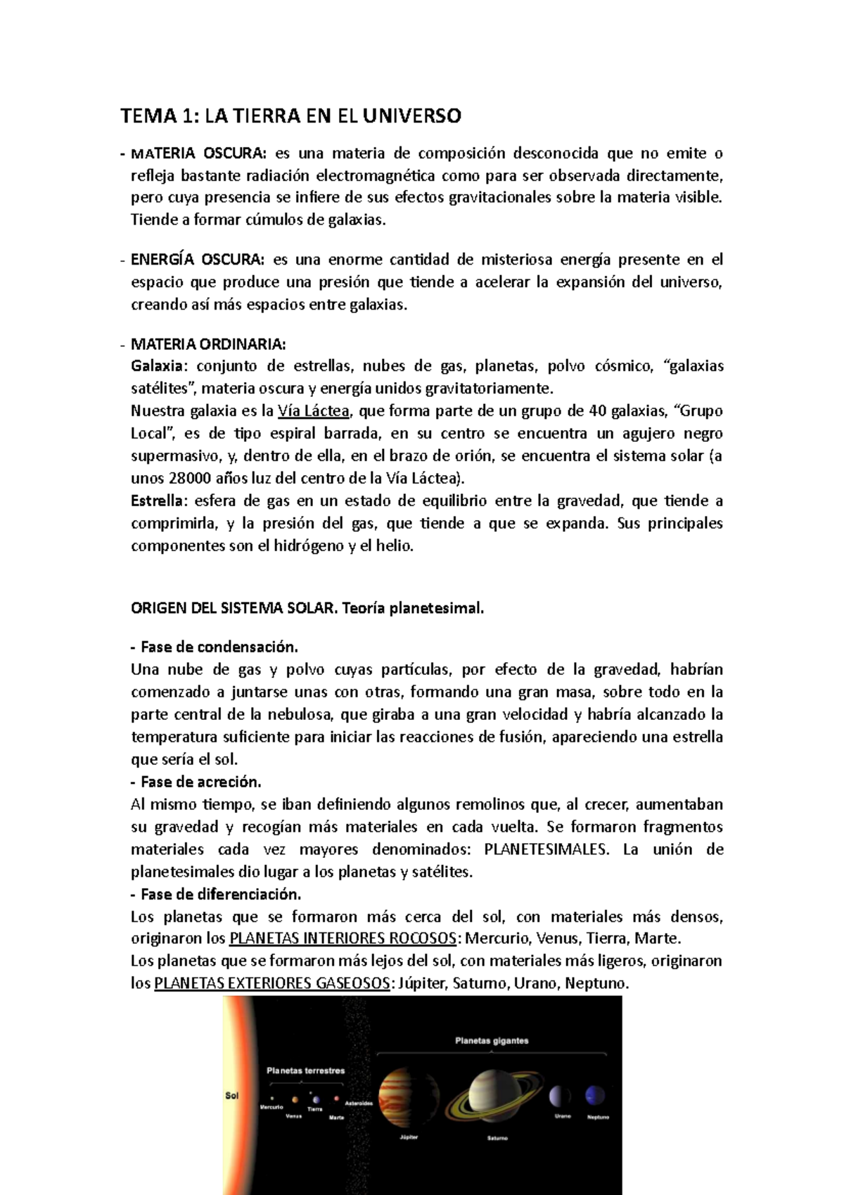 TEMA 1: LA TIERRA EN EL UNIVERSO - Fundamentos de Ciencias de la Tierra - US - Studocu