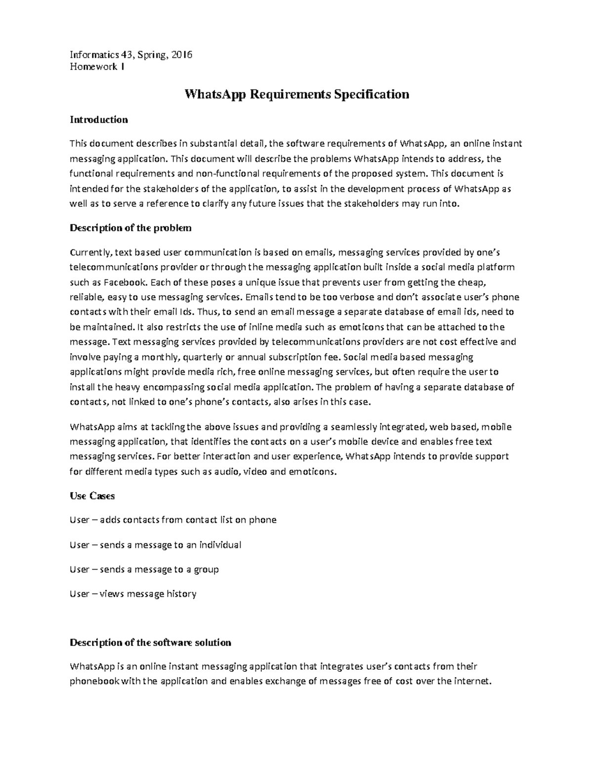 Sample SRS 5 - software engineer - Informatics 43, Spring, 2016 ...