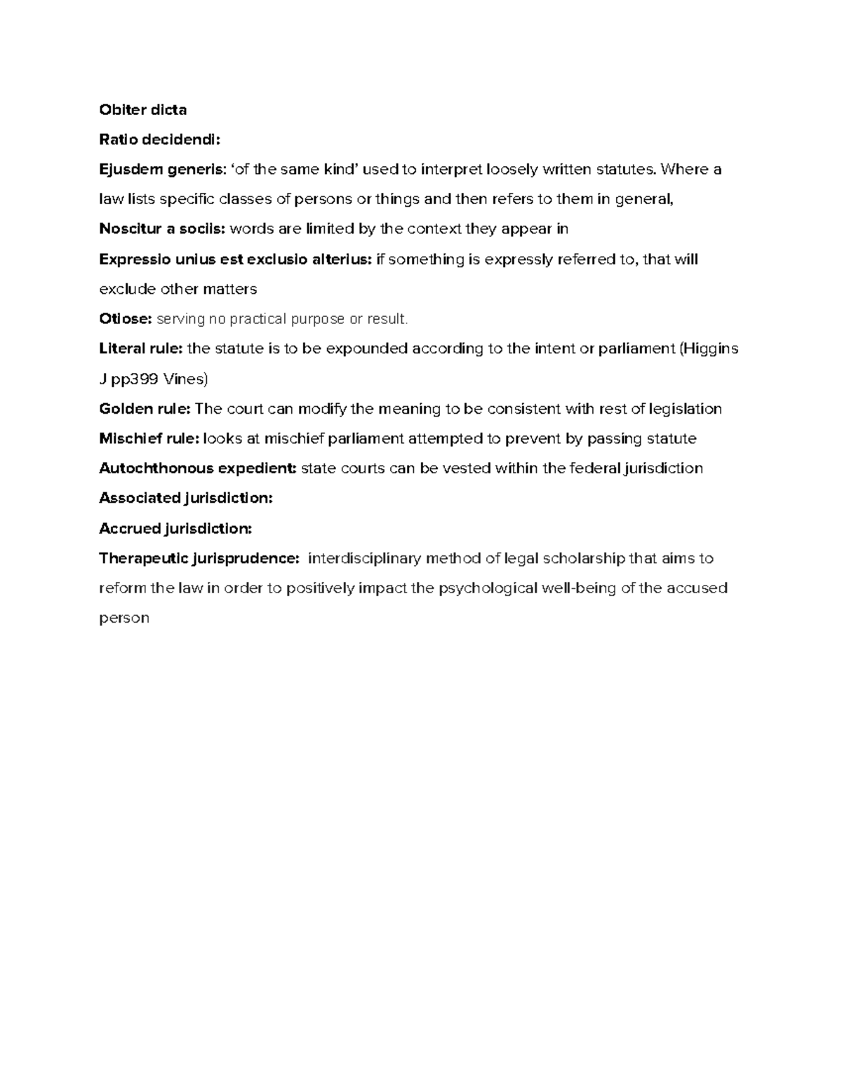 Glossary - Obiter dicta Ratio decidendi: Ejusdem the same to interpret ...