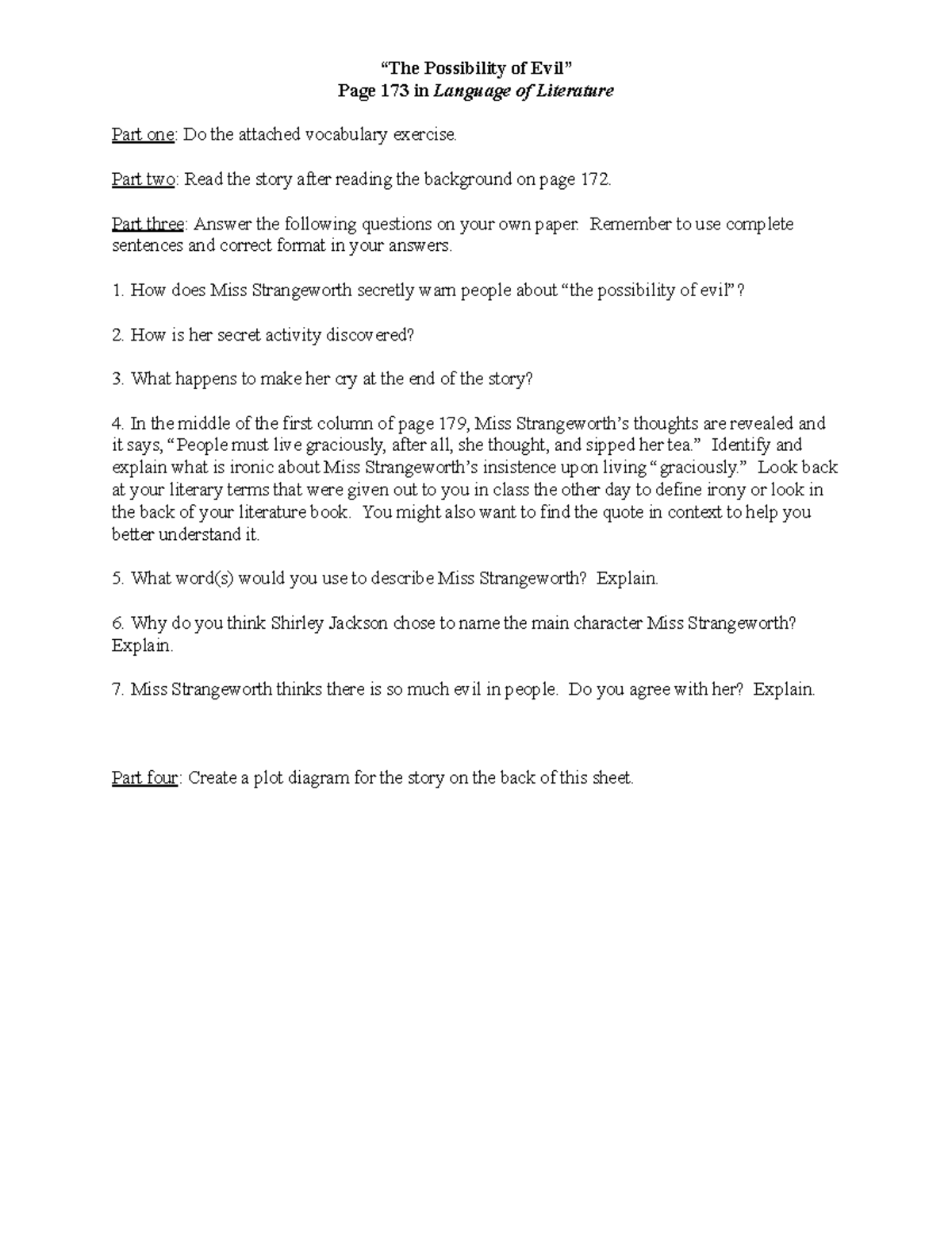 The Possibility of Evil after test - “The Possibility of Evil” Page 173 ...