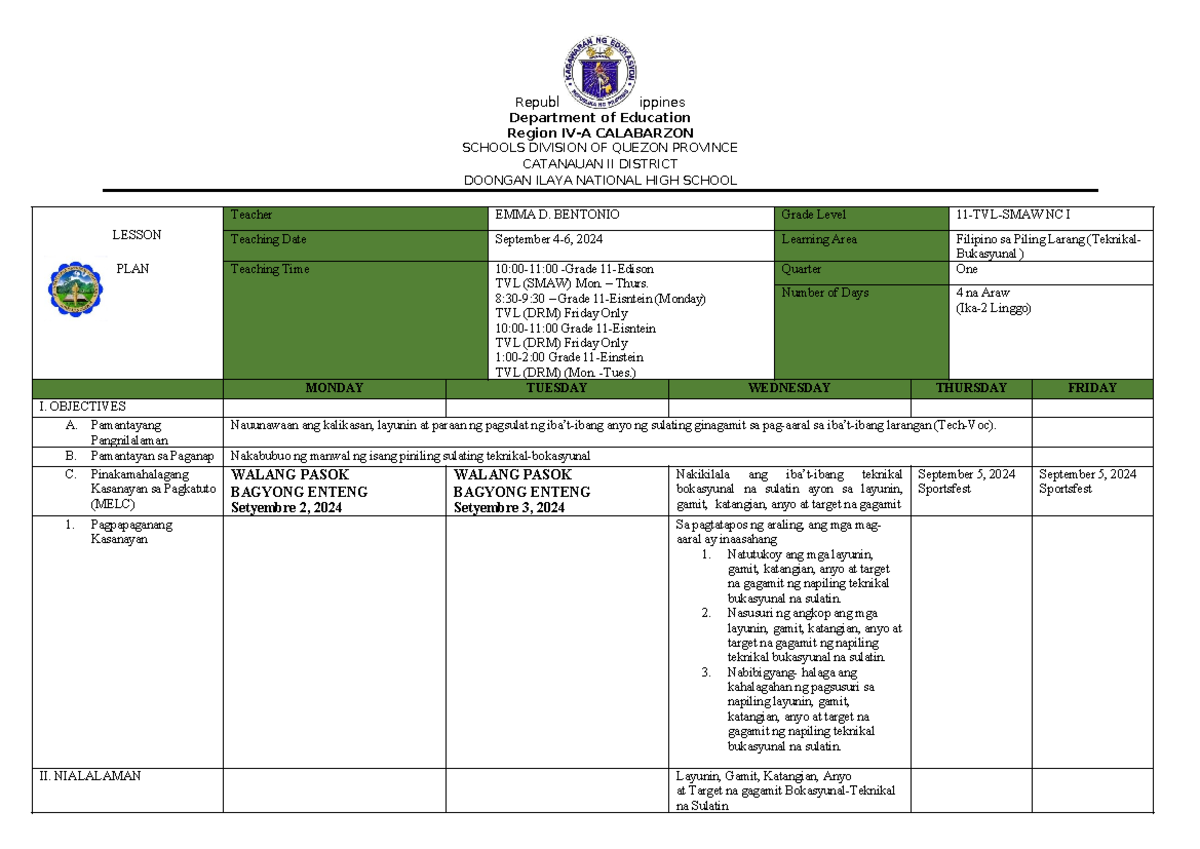 DLL 1. Tagalog Piling Larang Sept 2-26, 2024 - Republic of the ...