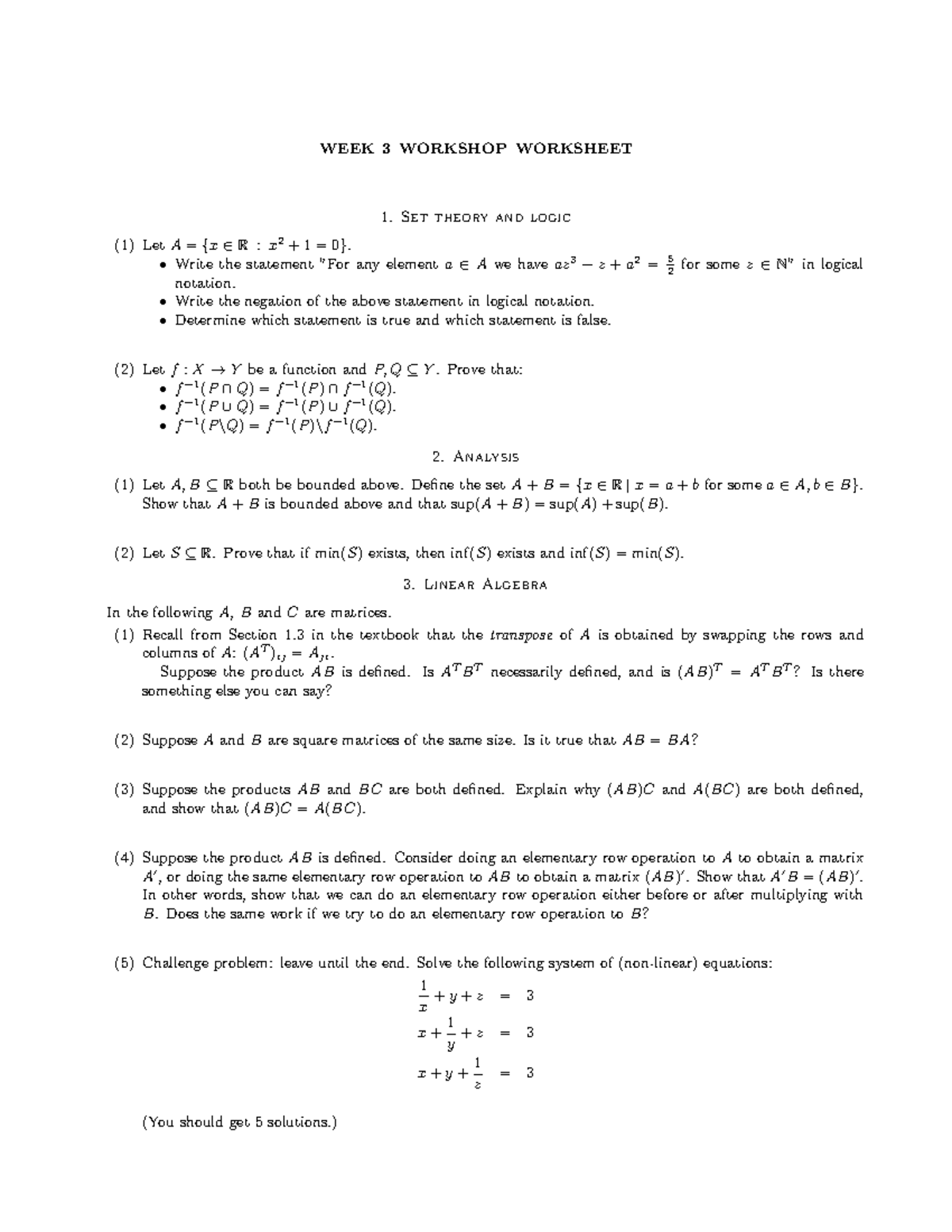 Workshop 2 math math 1115 notes practice - WEEK 3 WORKSHOP WORKSHEET 1 ...