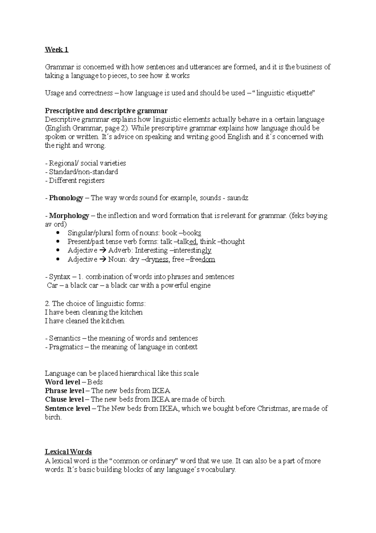 Week 1 Sammendrag English Grammar Theory And Use Week 1 Grammar Is