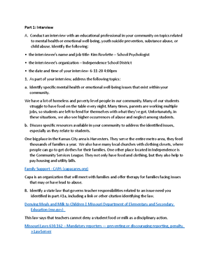 Task 3 - Task 3 Pass - Task 3 Part 1: Interview A. Interviewee’s name and job title: David ...