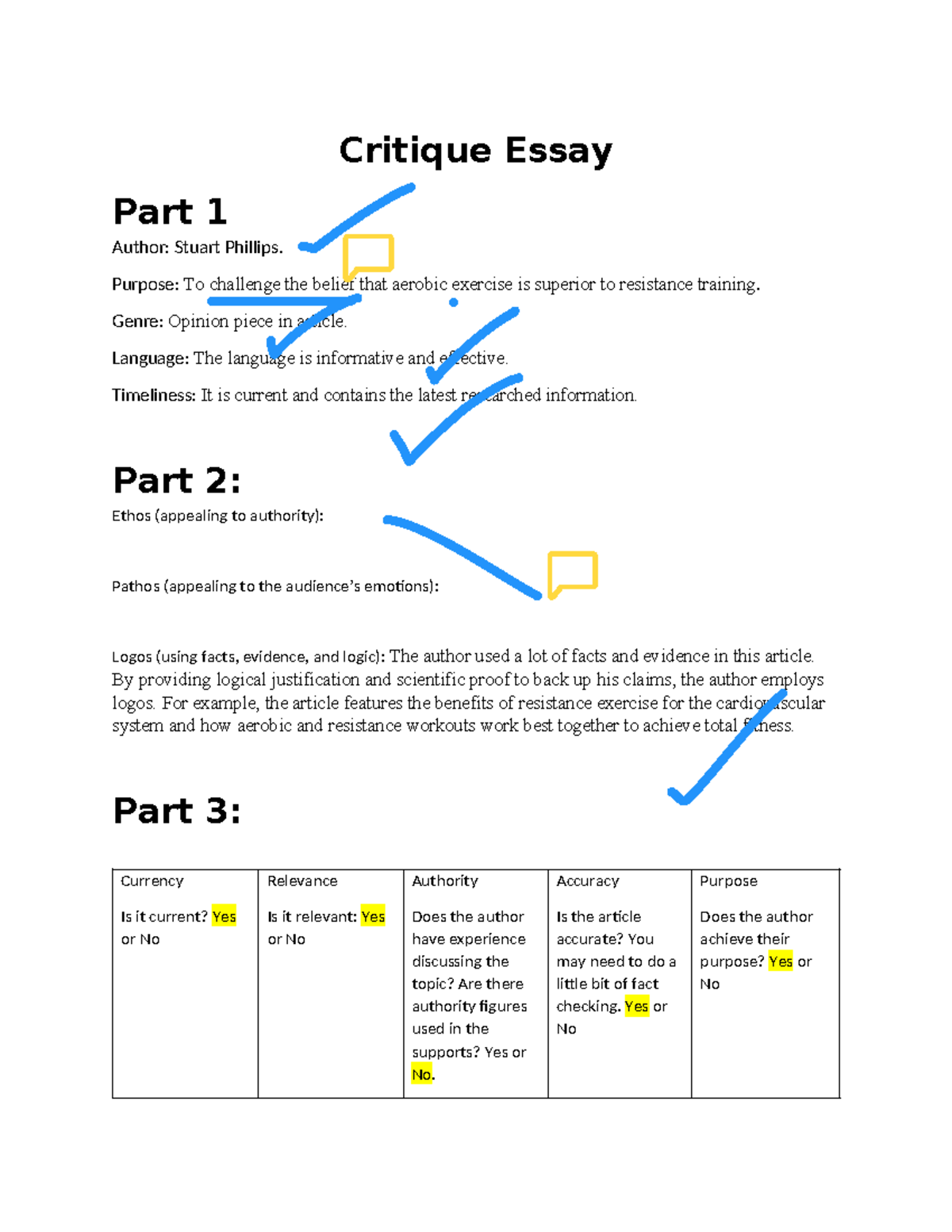 Project 1 Essay Outline-11722058 - Critique Essay Part 1 Author: Stuart ...