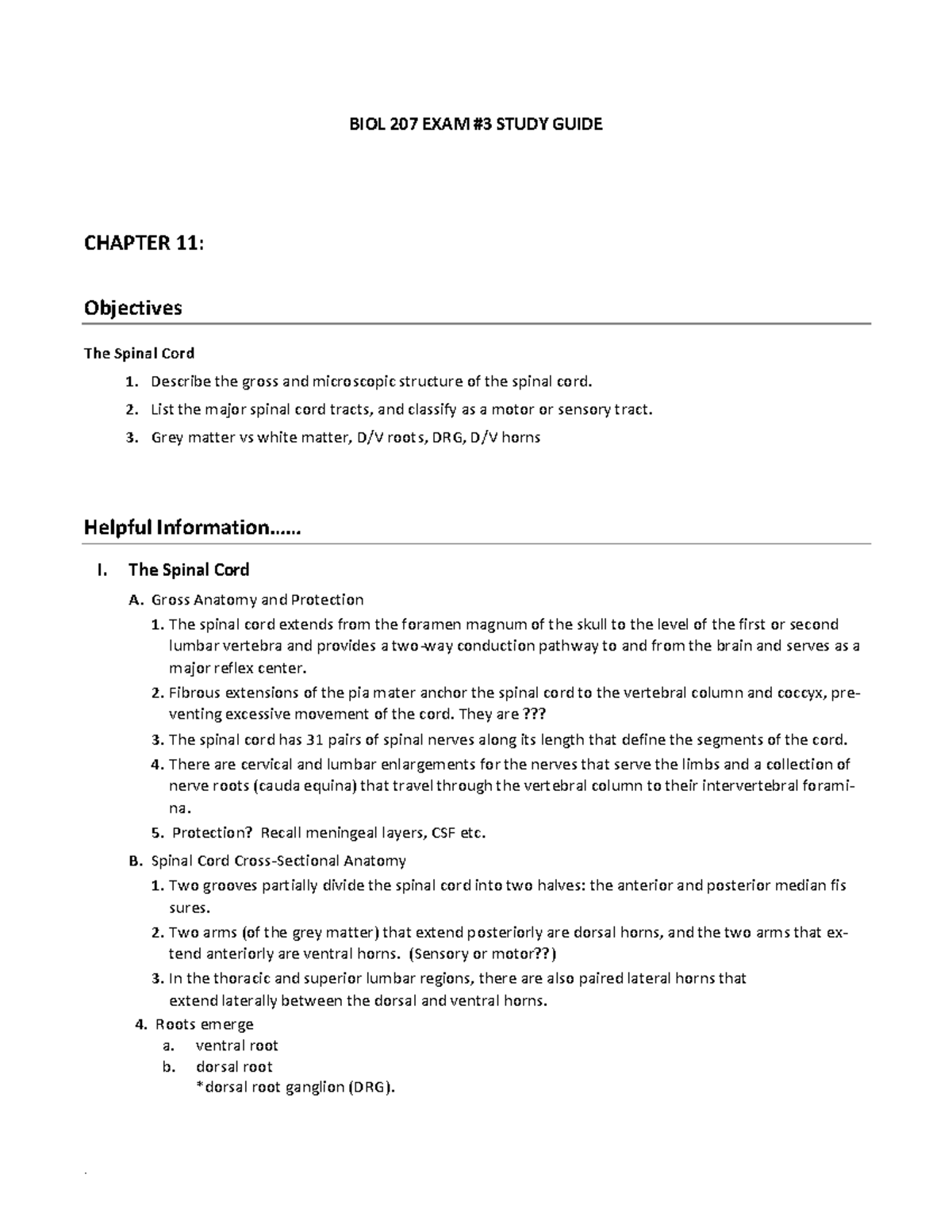 EXAM 3 study guide F24 - . BIOL 207 EXAM #3 STUDY GUIDE CHAPTER 11 ...