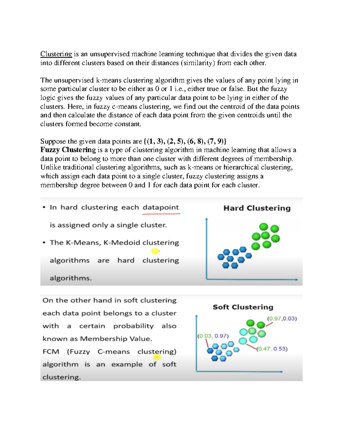 Fundamental of machine learning Unit 3 - Clustering is an unsupervised machine learning ...