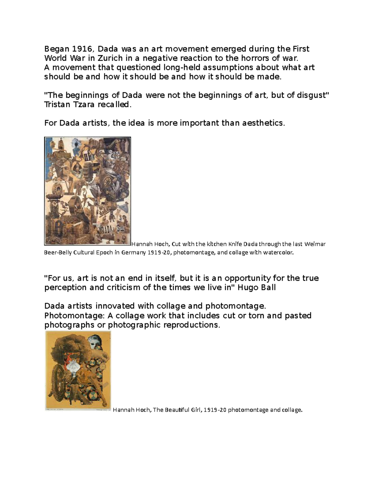 Dadaism - Eight class- Mana Mehrabian (Spring semester) - Began 1916 ...