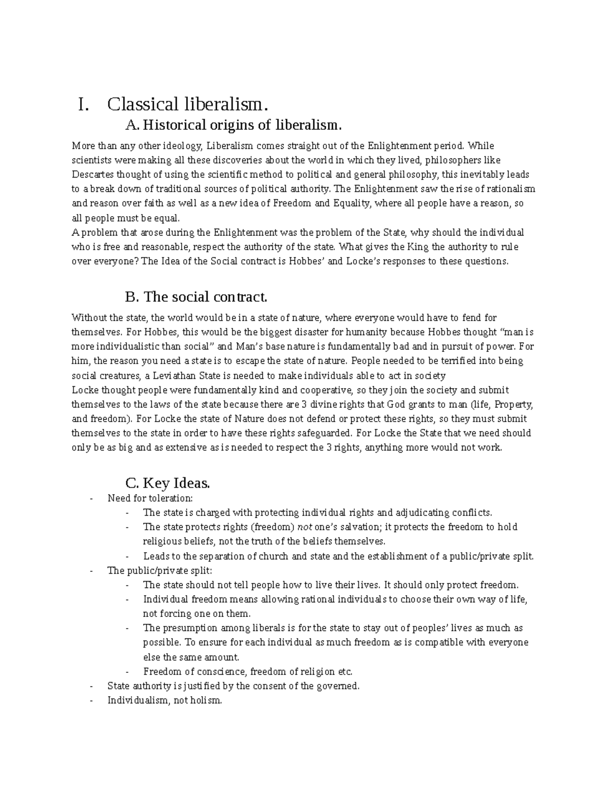 2. The Enlightenment - I. Classical liberalism. A. Historical origins ...