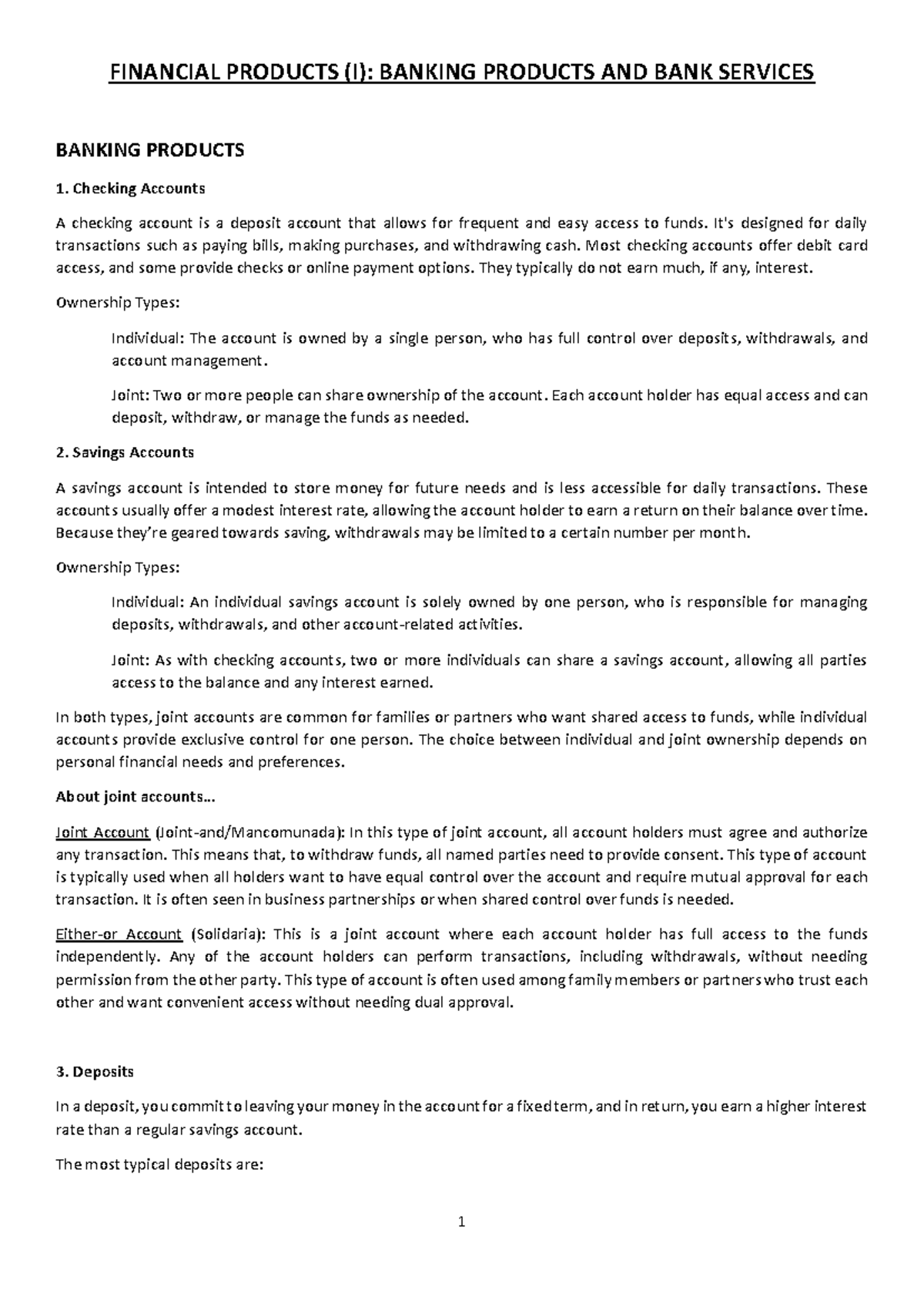 Unit 4 Financial Products AND Banking Products - FINANCIAL PRODUCTS (I ...