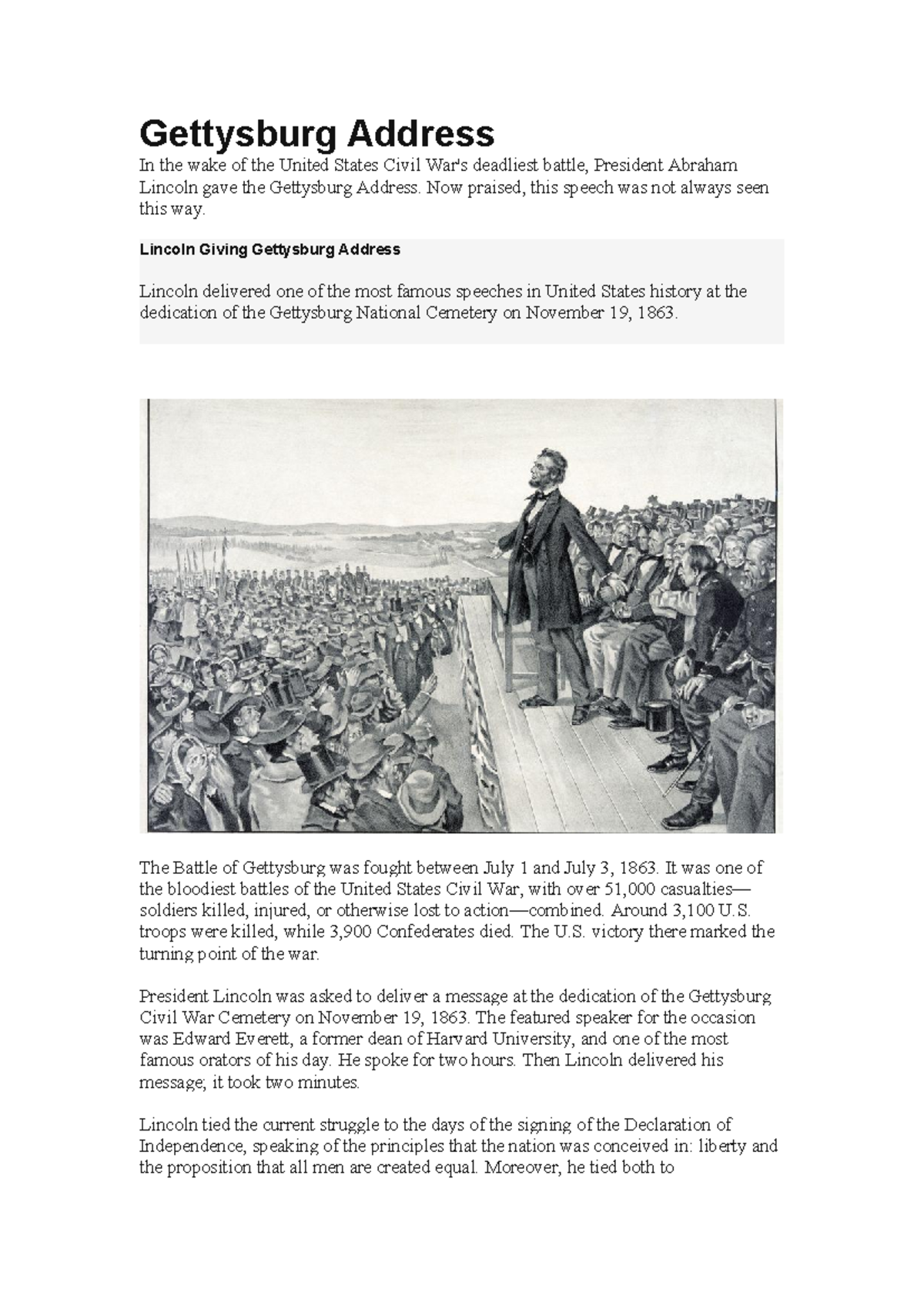 The Gettysburg Address - Now praised, this speech was not always seen ...