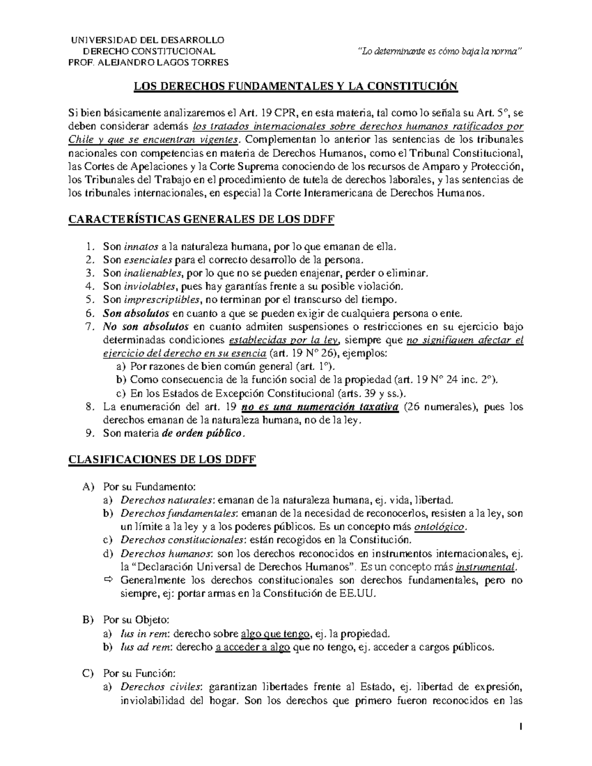 1. DDFF Y CPR - 2023 - wdfd - DERECHO CONSTITUCIONAL “Lo determinante ...