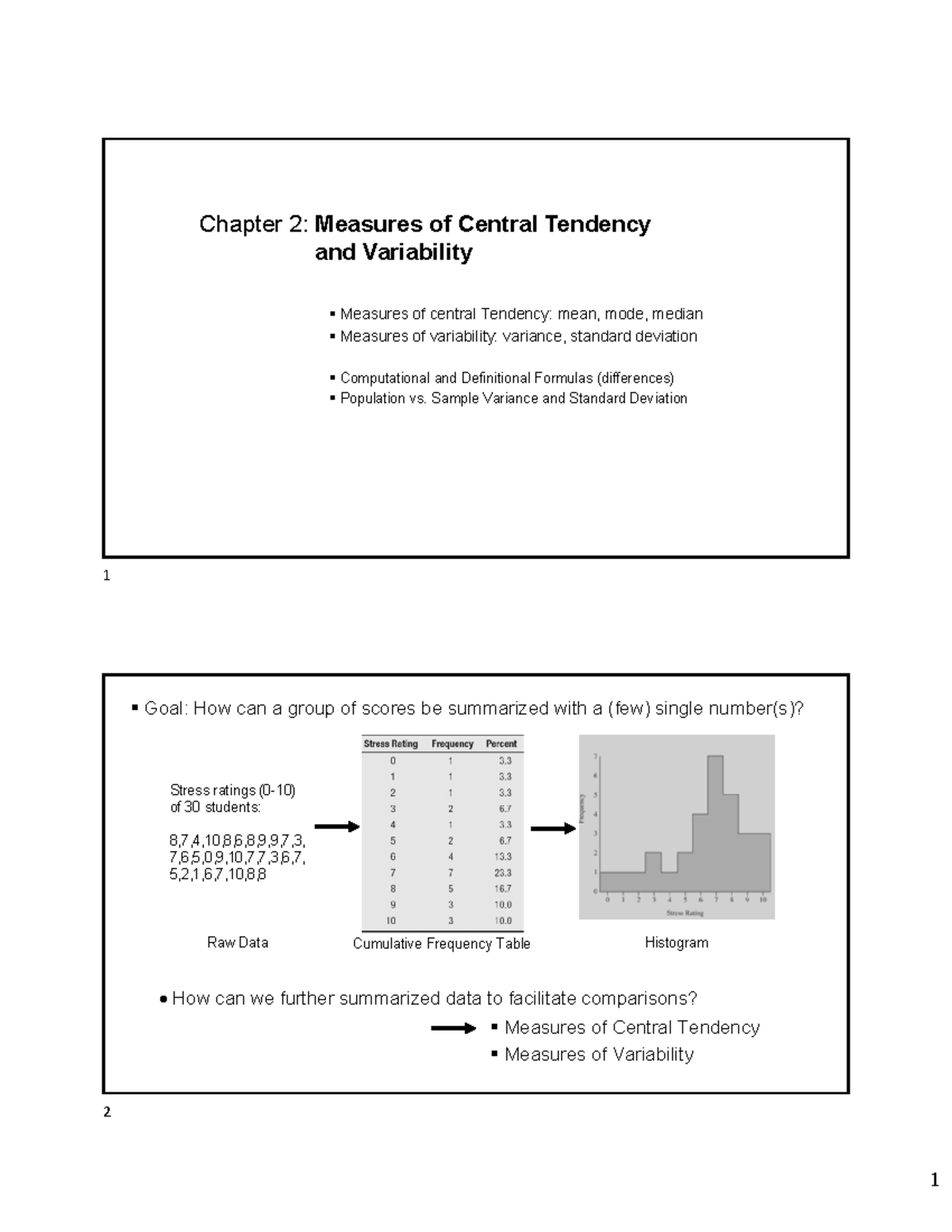 Chapter 02 - Central Tendency and Variability - Handout ( Online ...