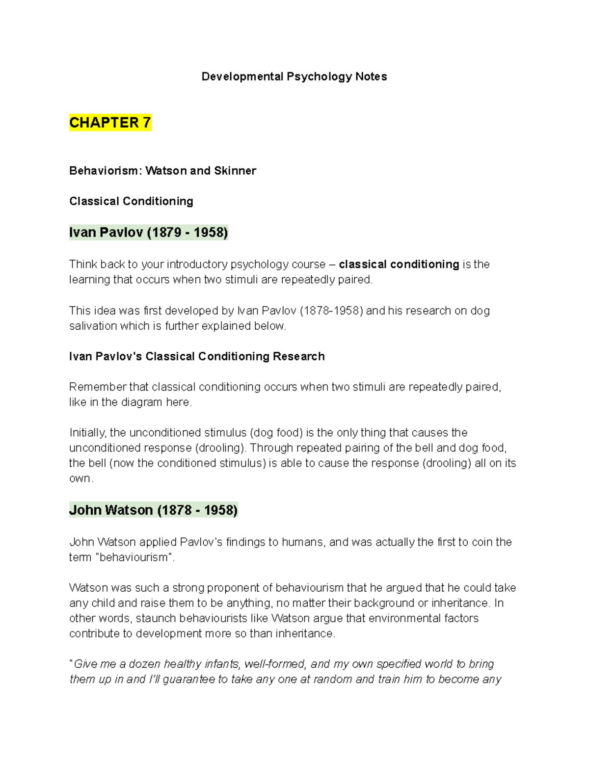 251 Developmental Psychology Notes - Developmental Psychology Notes ...