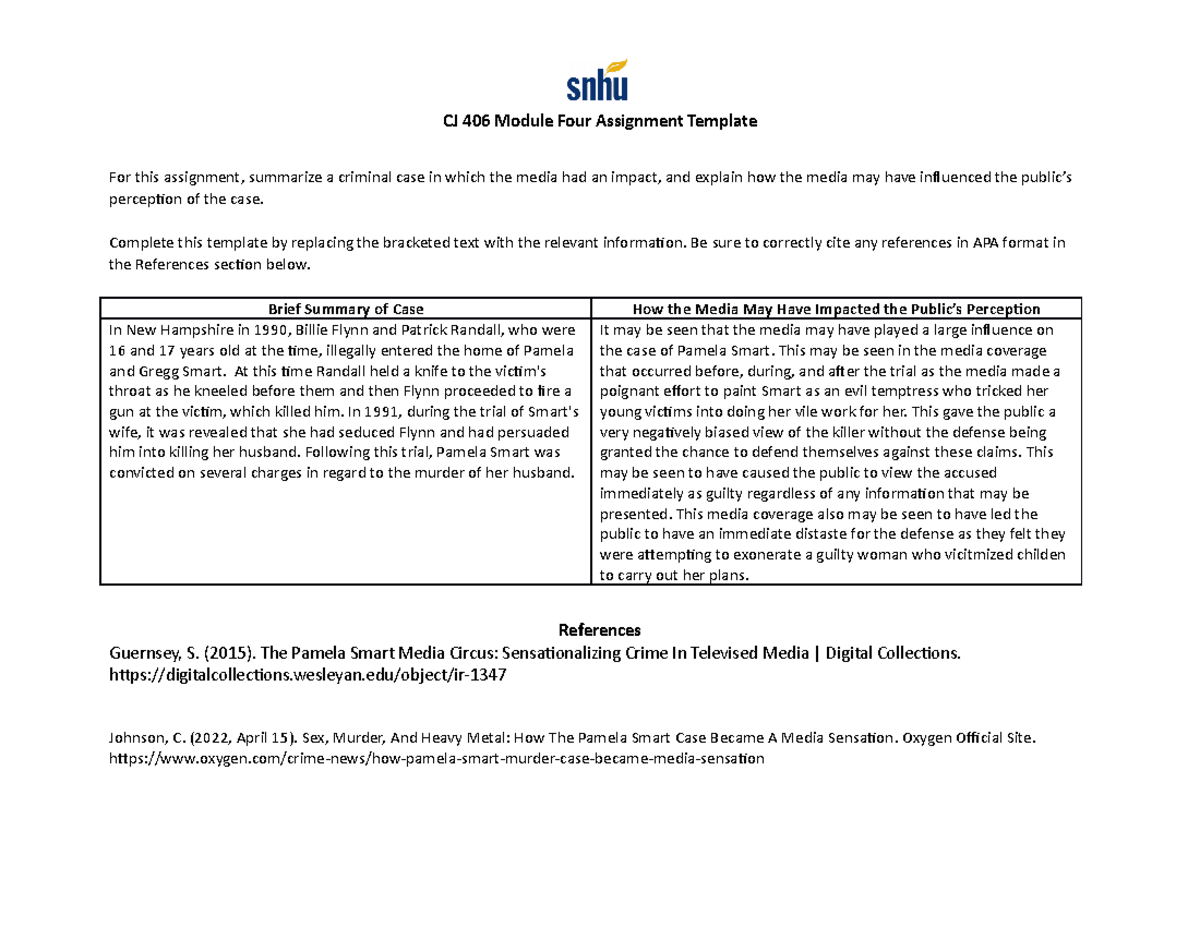 Module Four Assignment Template - Complete this template by replacing ...