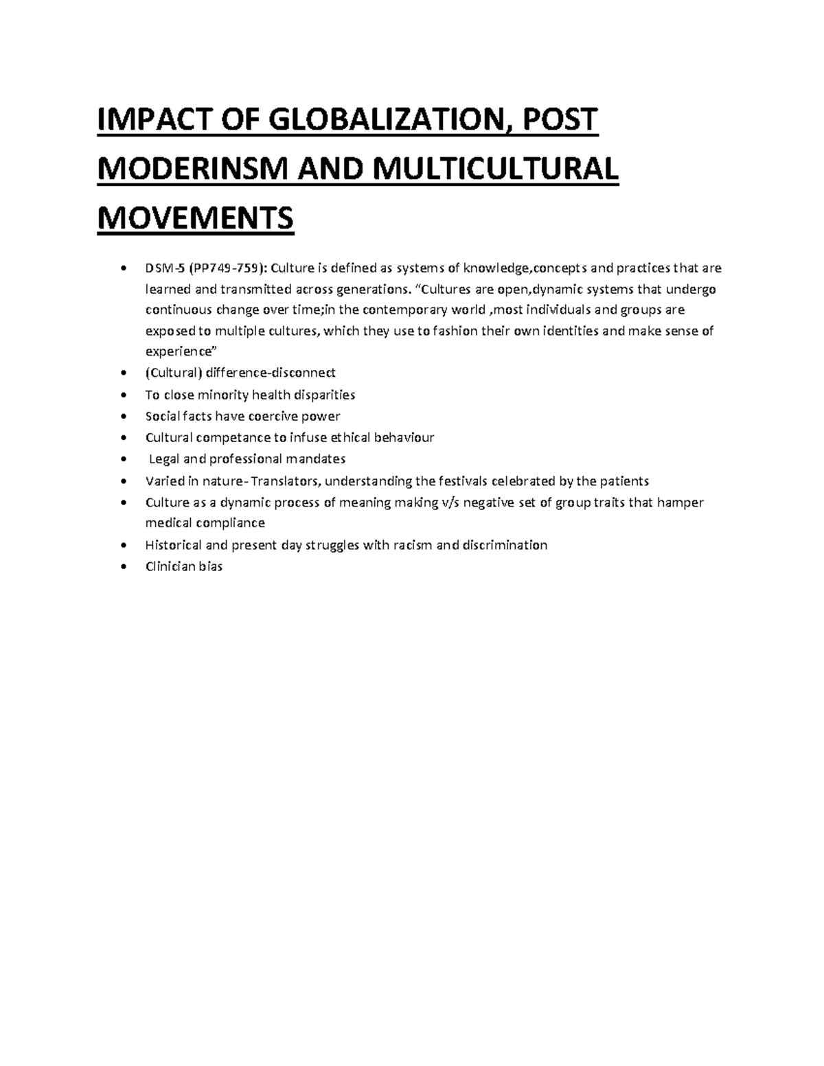 Globalization, post modernism, multiculturalism - IMPACT OF ...